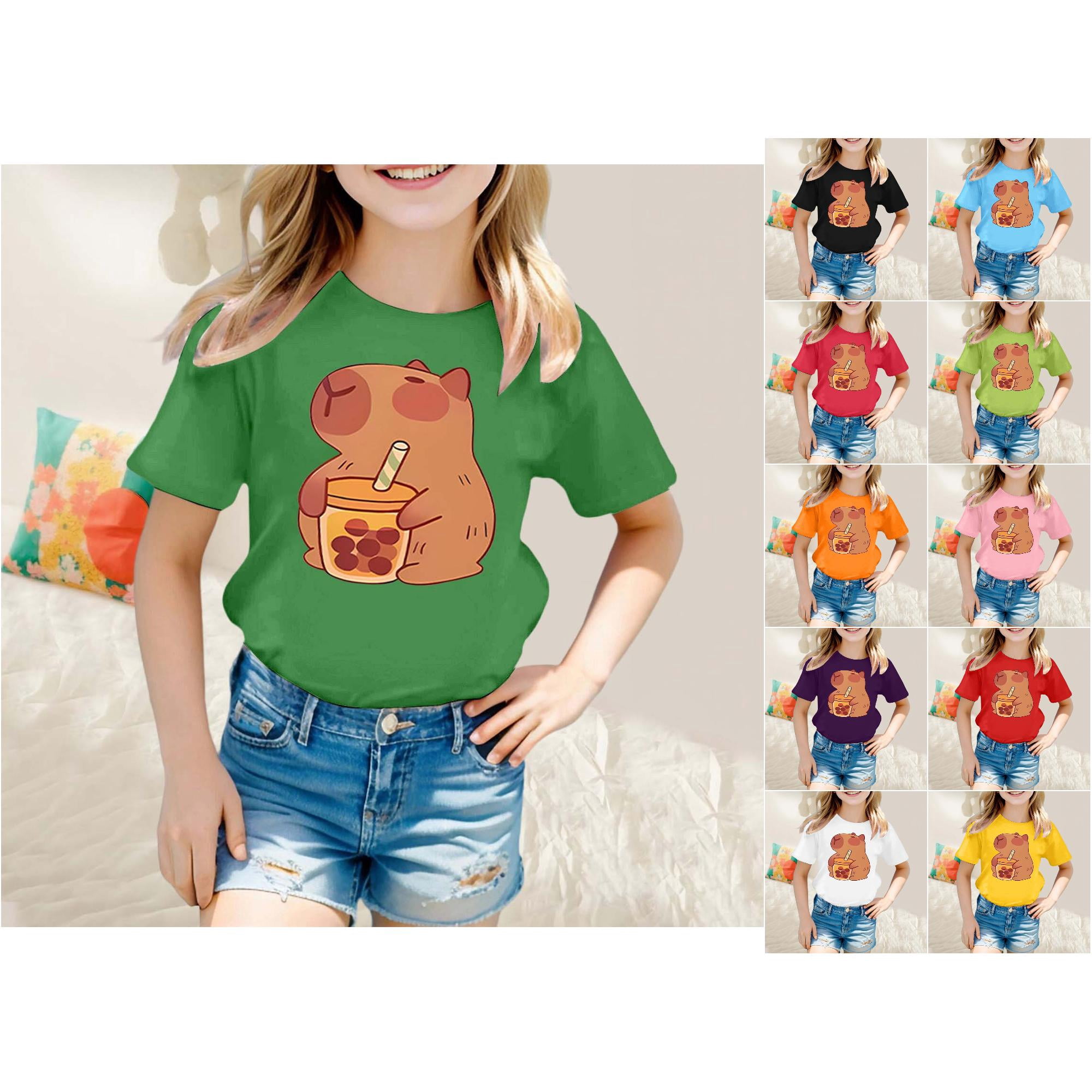 HUITKMM Shirts for Girls Girls Short Sleeve Tops Cute Printed Tees for ...