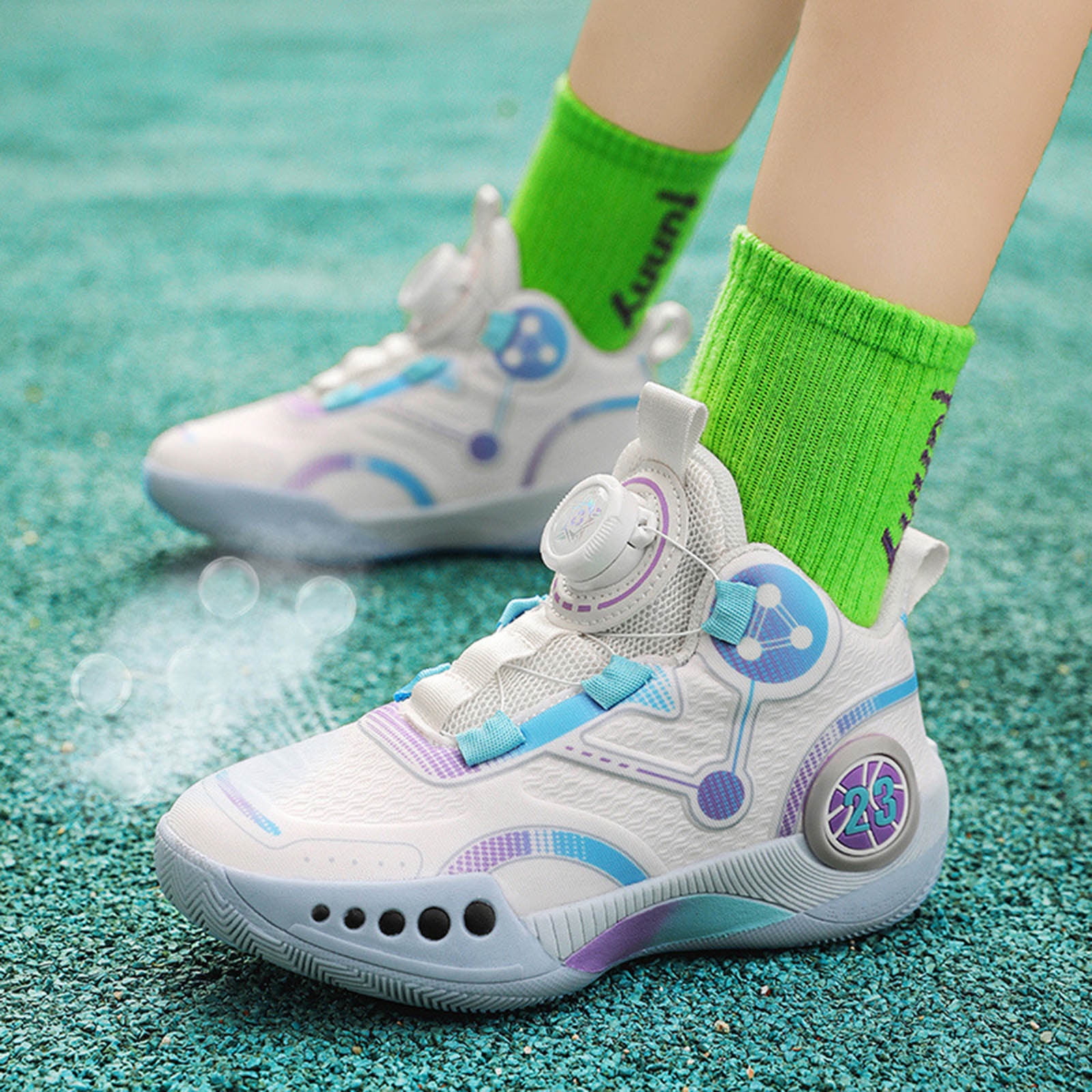 HUITKMM Youth 2024 New Mesh Children's Basketball Shoes Boys' Rotating ...