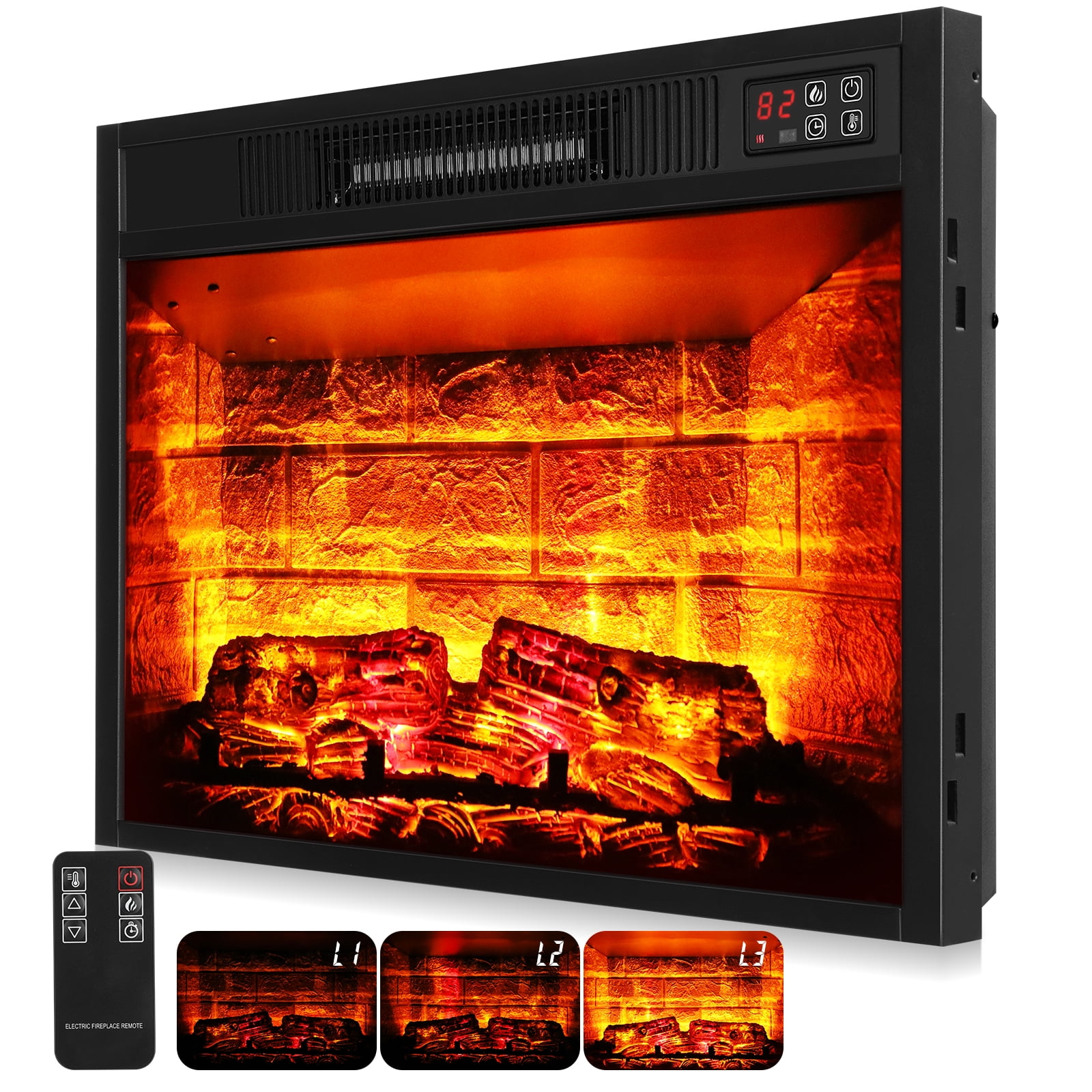 HUJAUU 23" Indoor Electric Fireplace, Wall Mounted Recessed Fireplace ...
