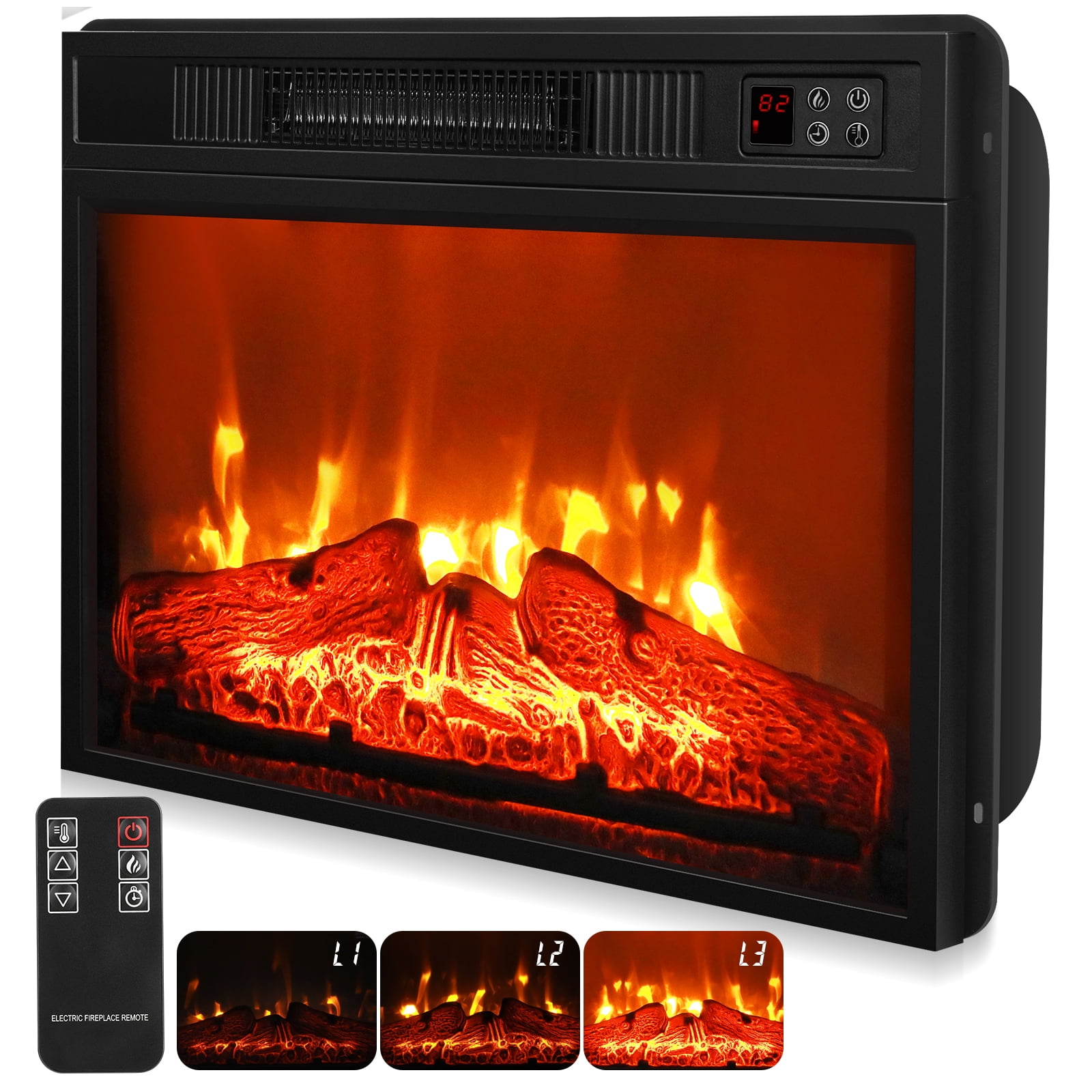 HUJAUU 23" Indoor Electric Fireplace, Wall Mounted Recessed Fireplace ...