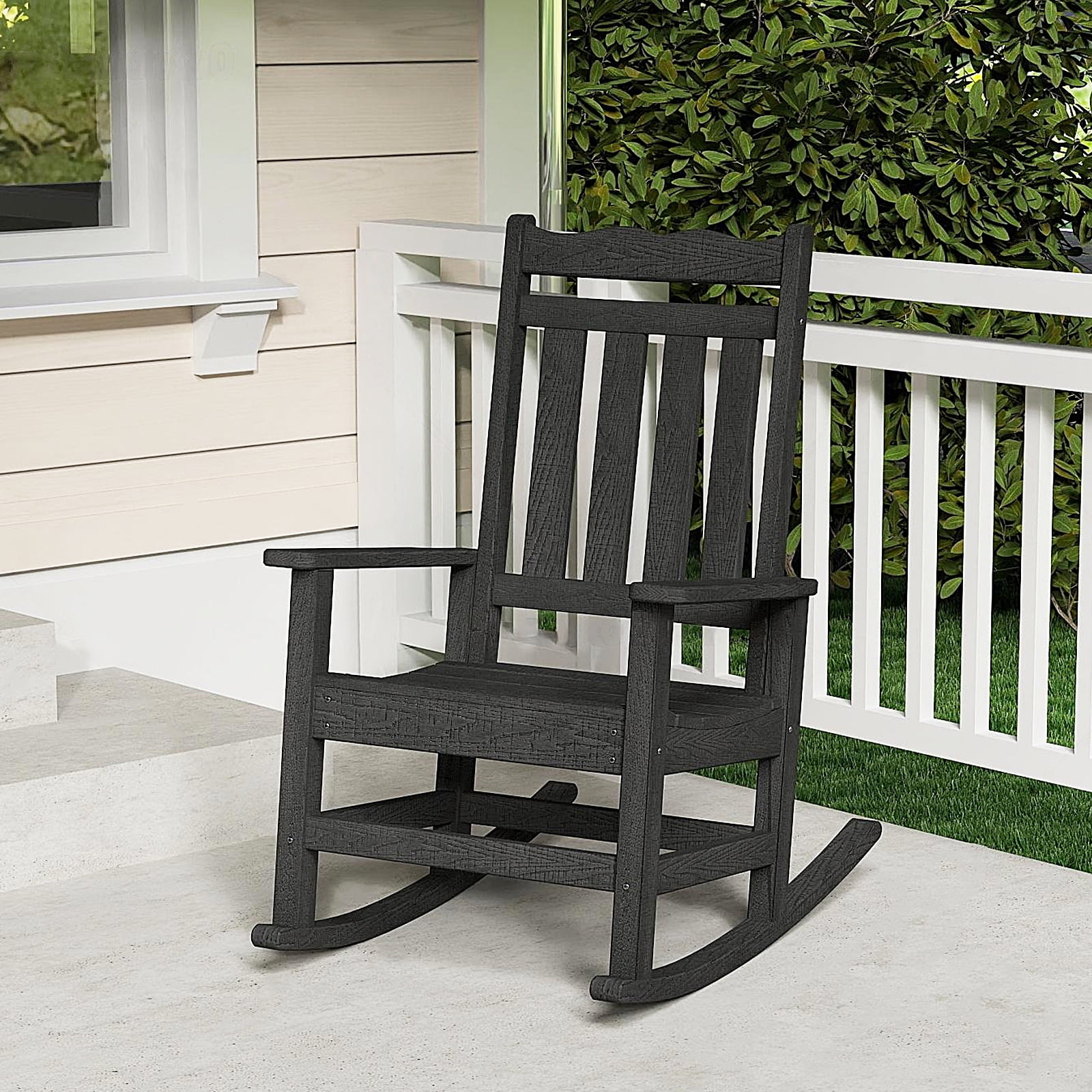 HUJAUU Patio Rocking Chair, Weather Resistant Outdoor Porch Rocker ...