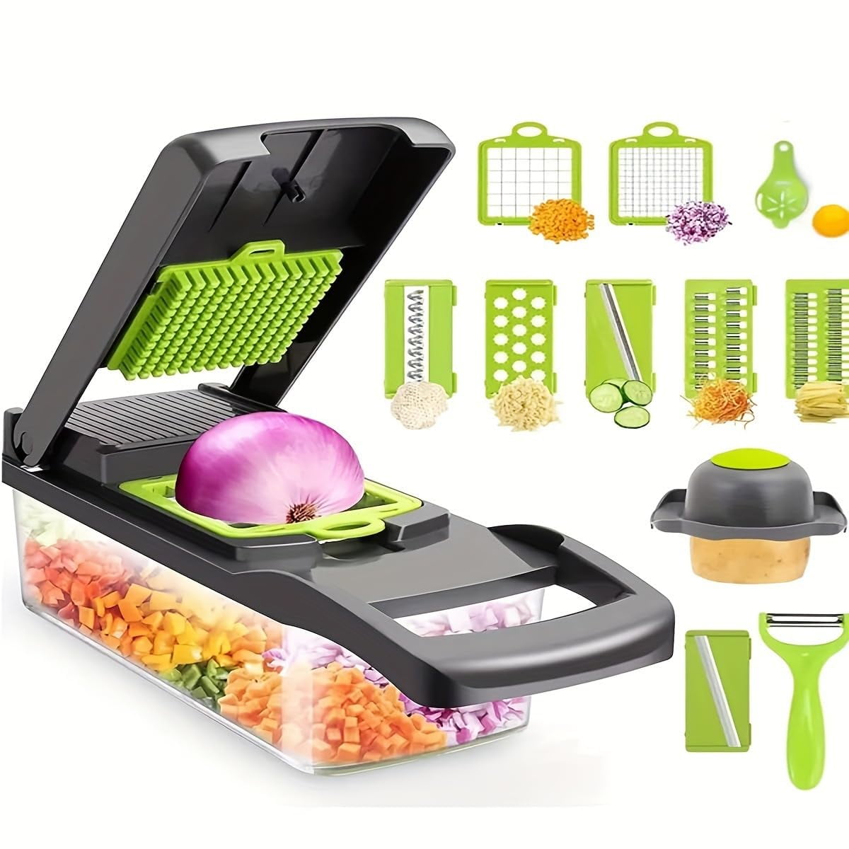 HUJCRBG Vegetable Chopper, 16 in 1 Multifunctional Food Chopper ...