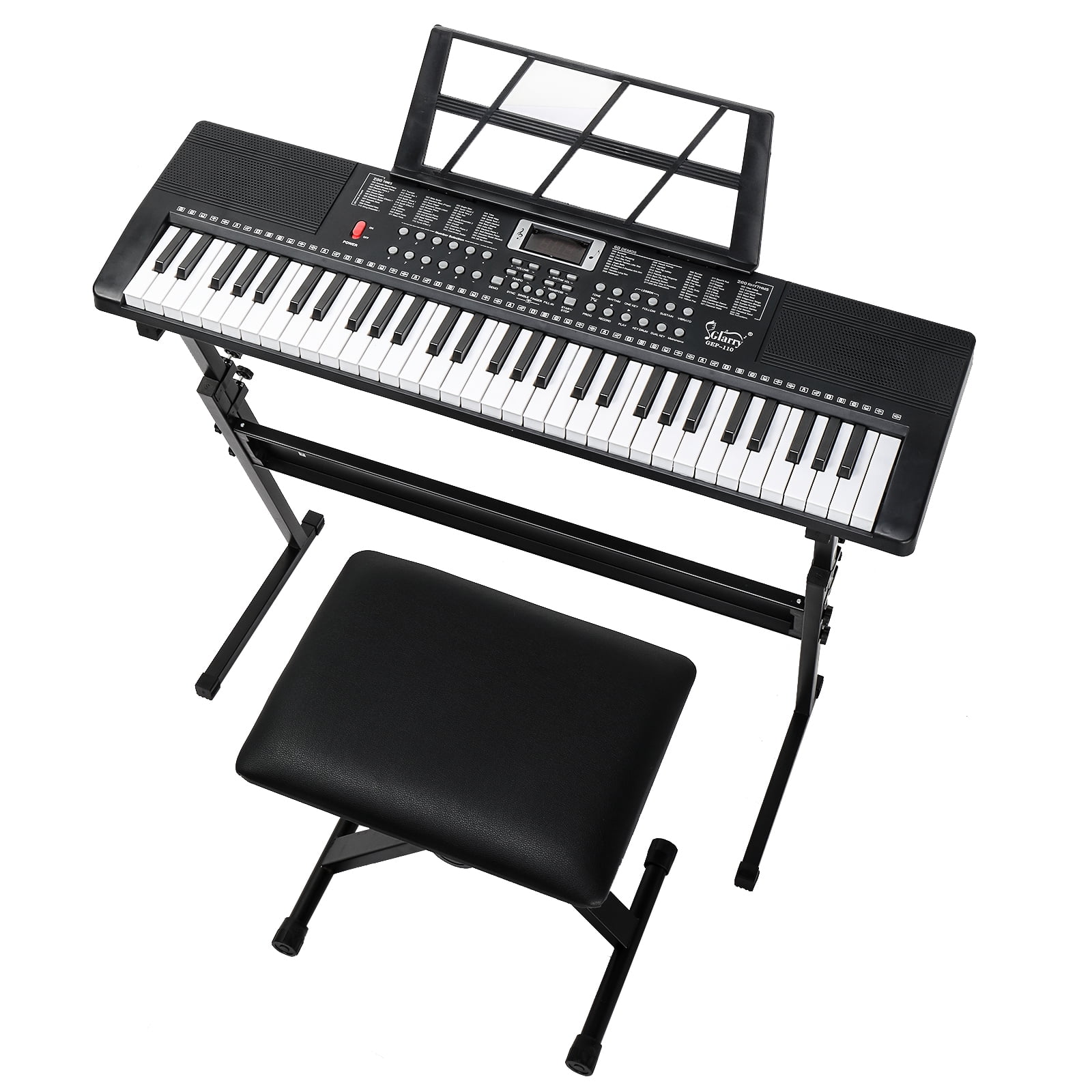 HUJHKIO 61-Key Keyboard with Piano Stand, Bench, Built-In Speakers ...