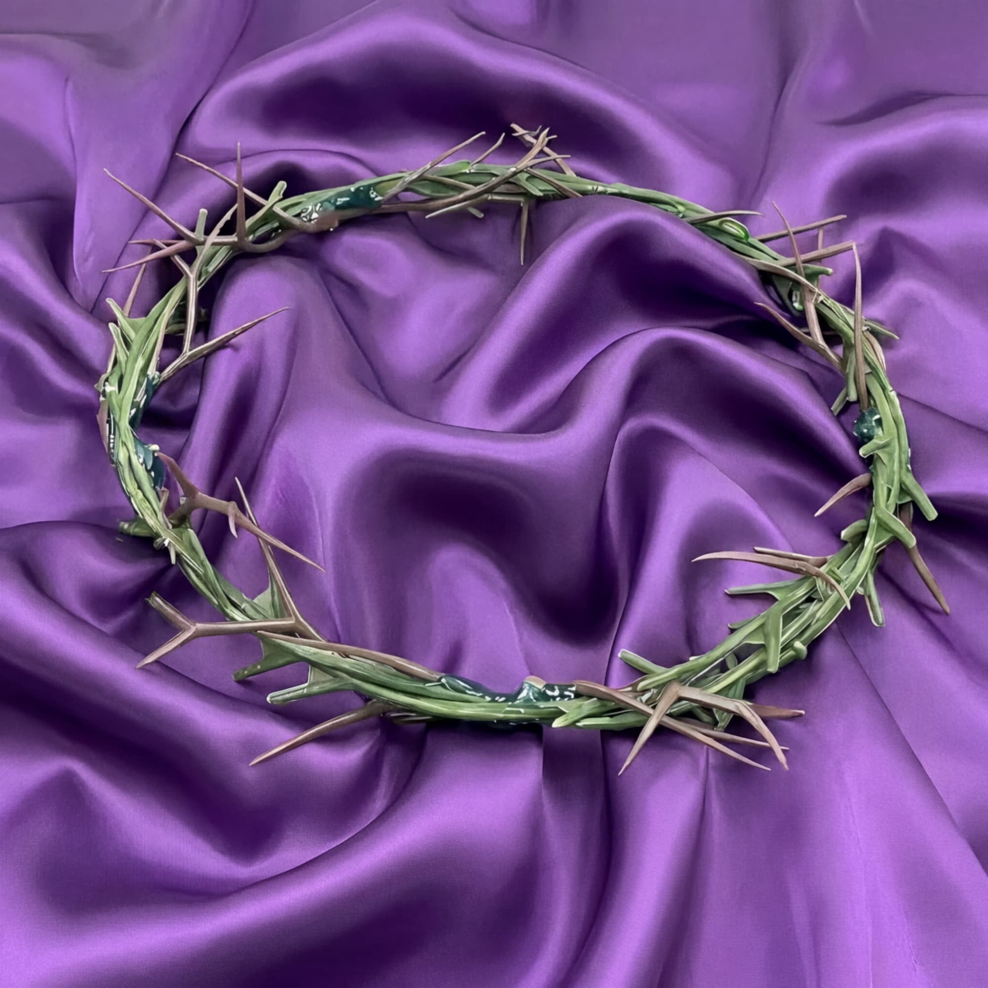 HUJHKIO Crown of Thorns with Purple Fabric for Religious Easter Decor ...