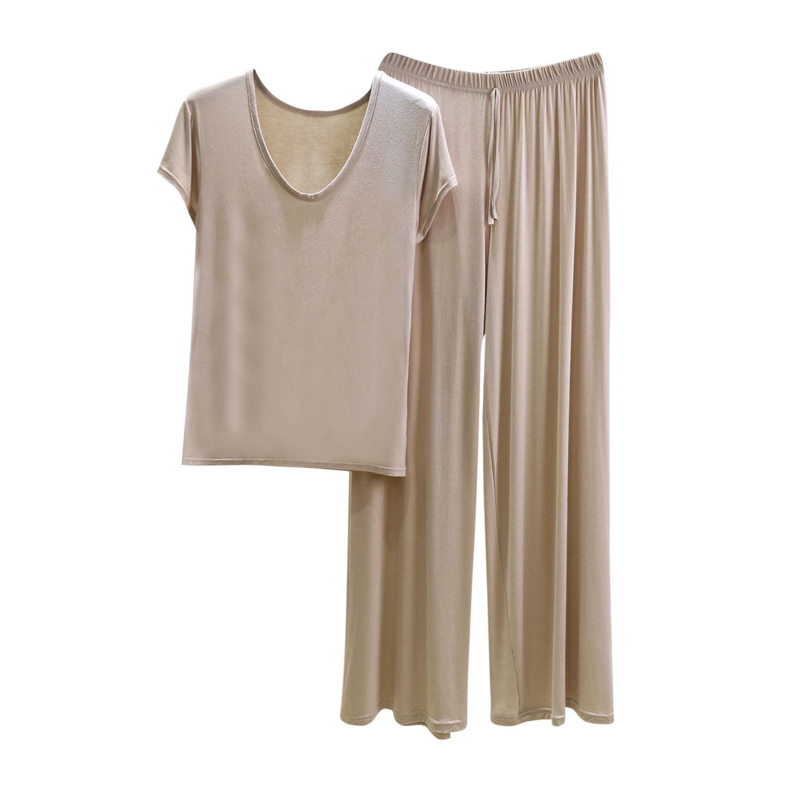 HUJlwoi Modal Pajama Sets Women Solid Color Classic Pjs Sets 2 Piece ...