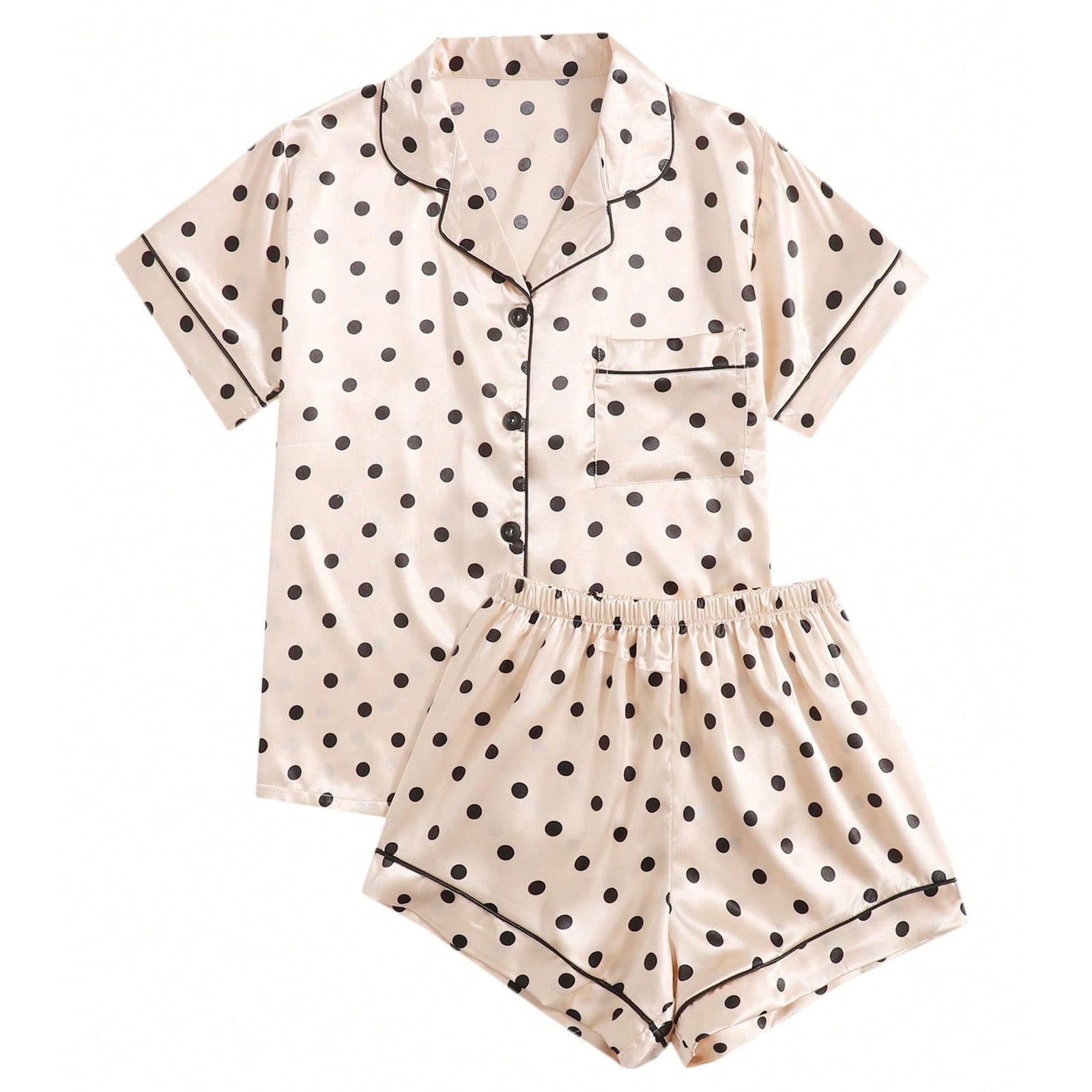 HUJlwoi Pajama Sets for Women Polka Dot 2 Piece Pj Sets Button down ...