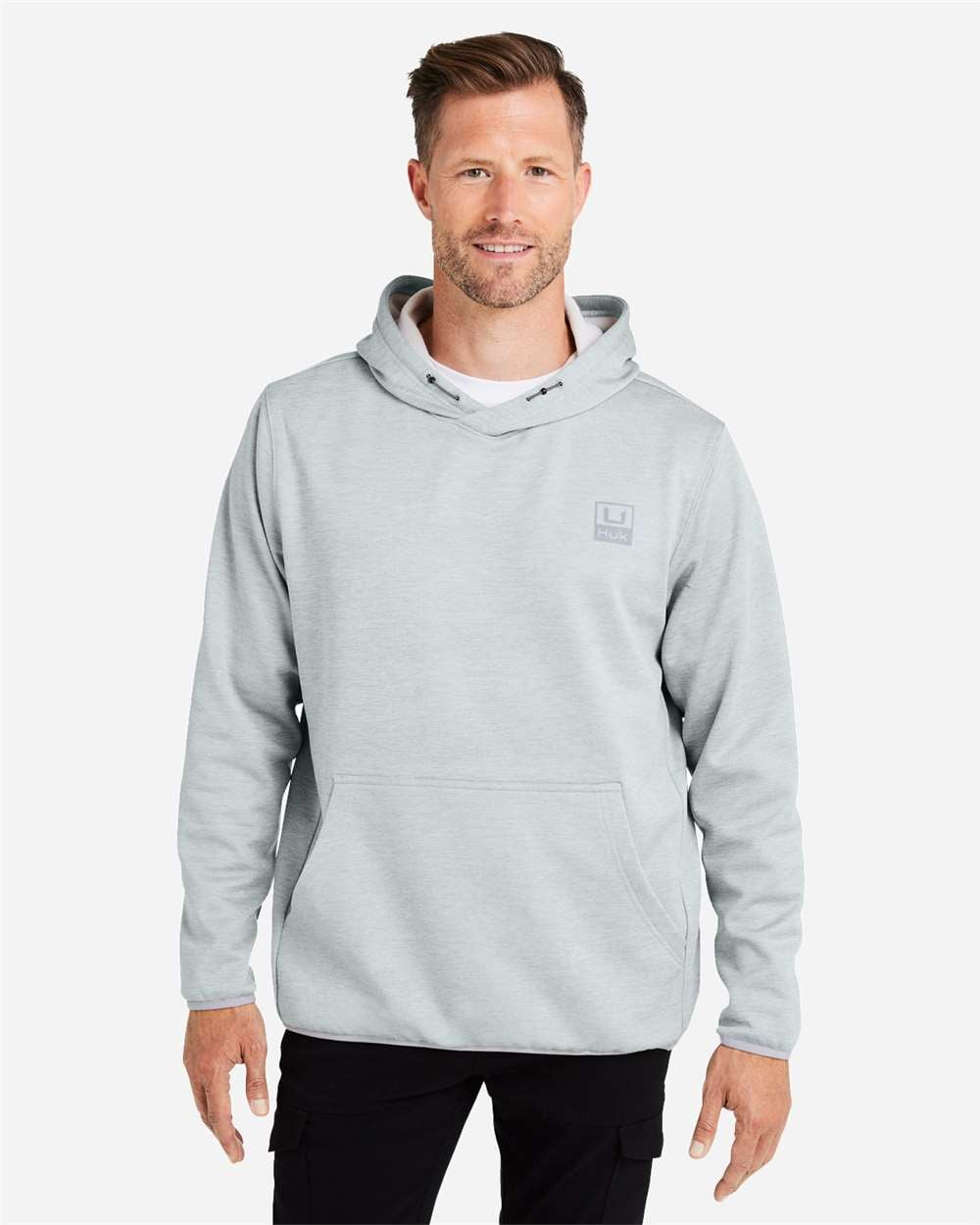 HUK H130093 Performance Hooded Fleece Sweatshirt-Harbor Mist Heather-S ...