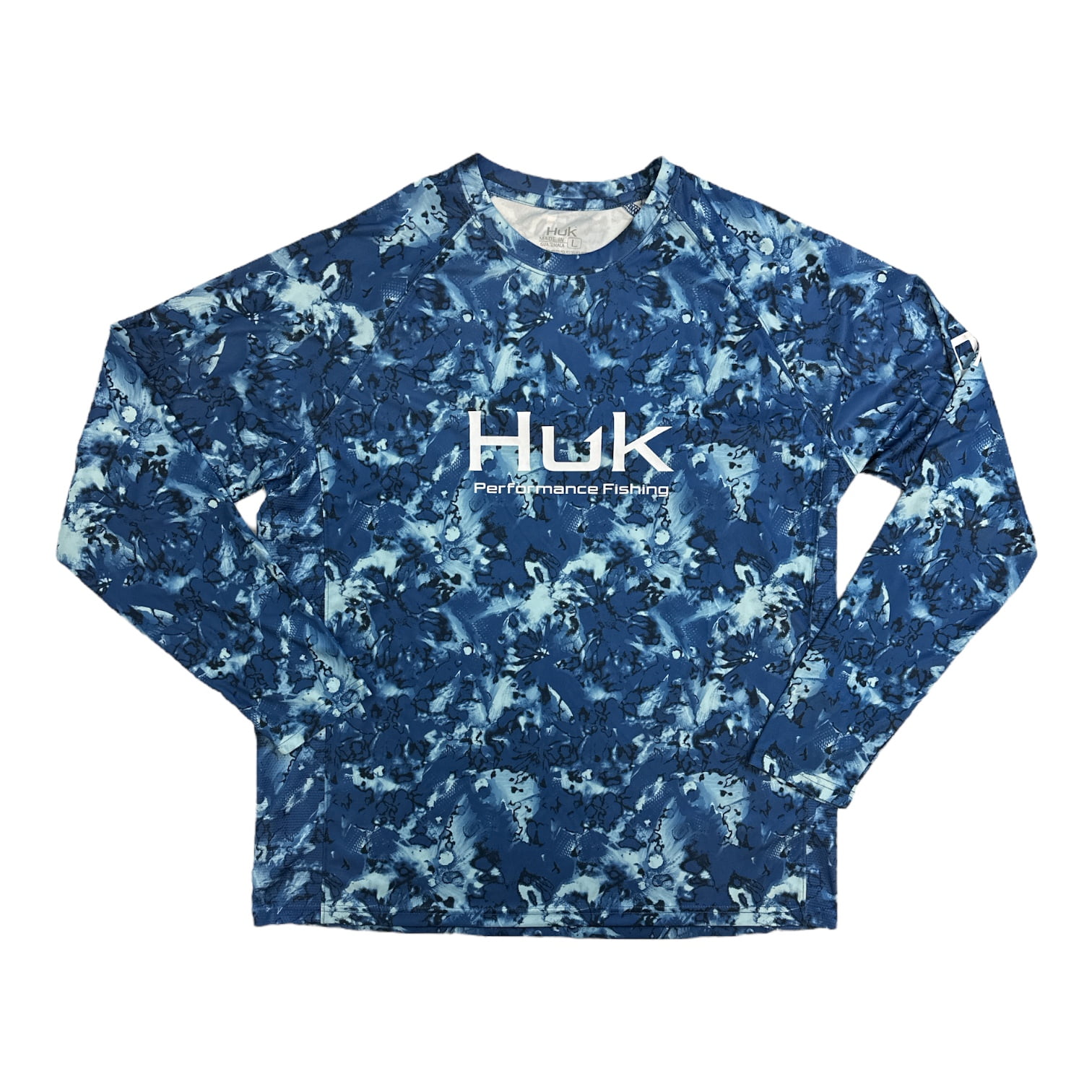 HUK Men's Long Sleeve UPF+ 50 Pursuit Fin Flats Tech Crew Shirt (Set ...