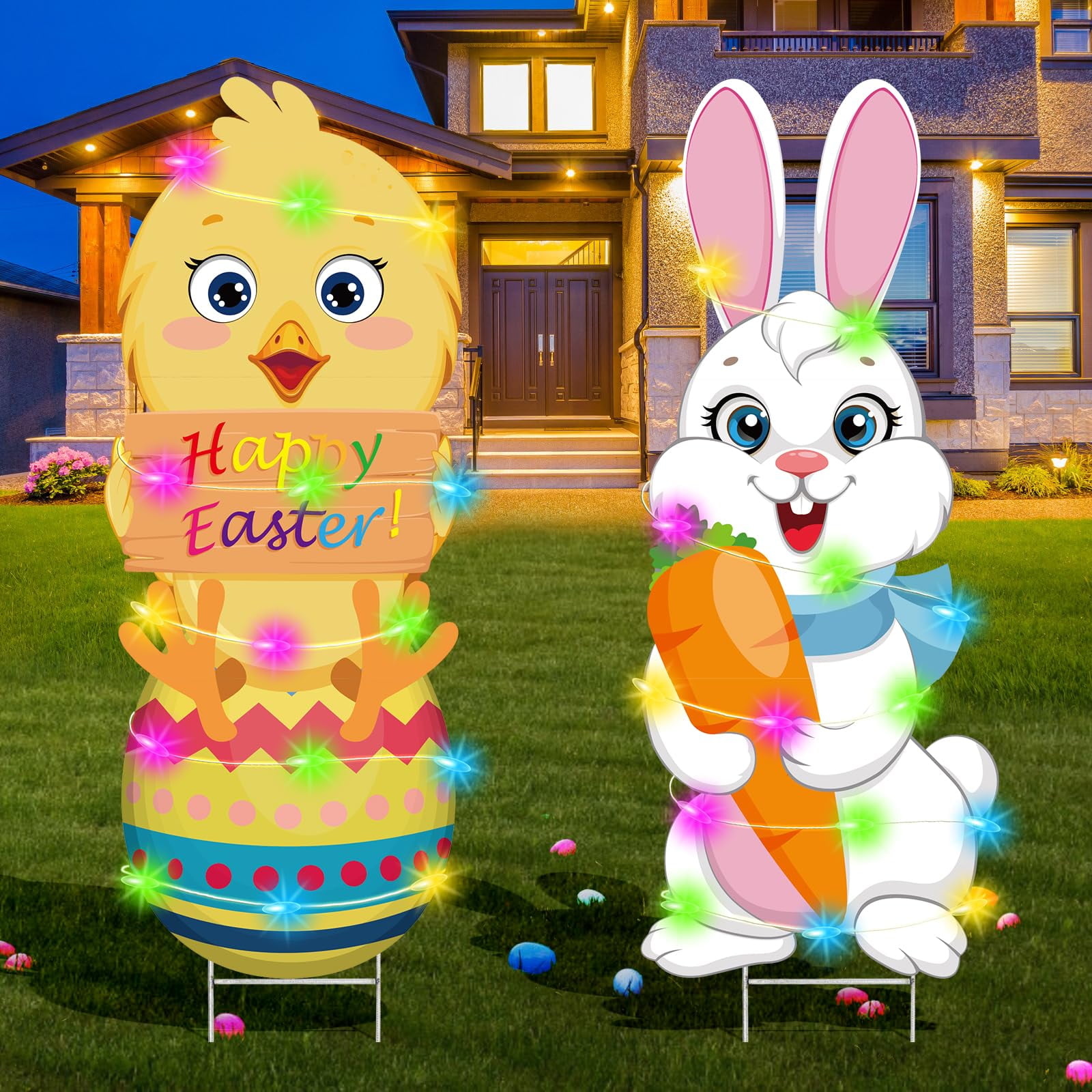 HUKLIM Yard Decorations-Large Yard Signs-(with Lights) Decorations ...