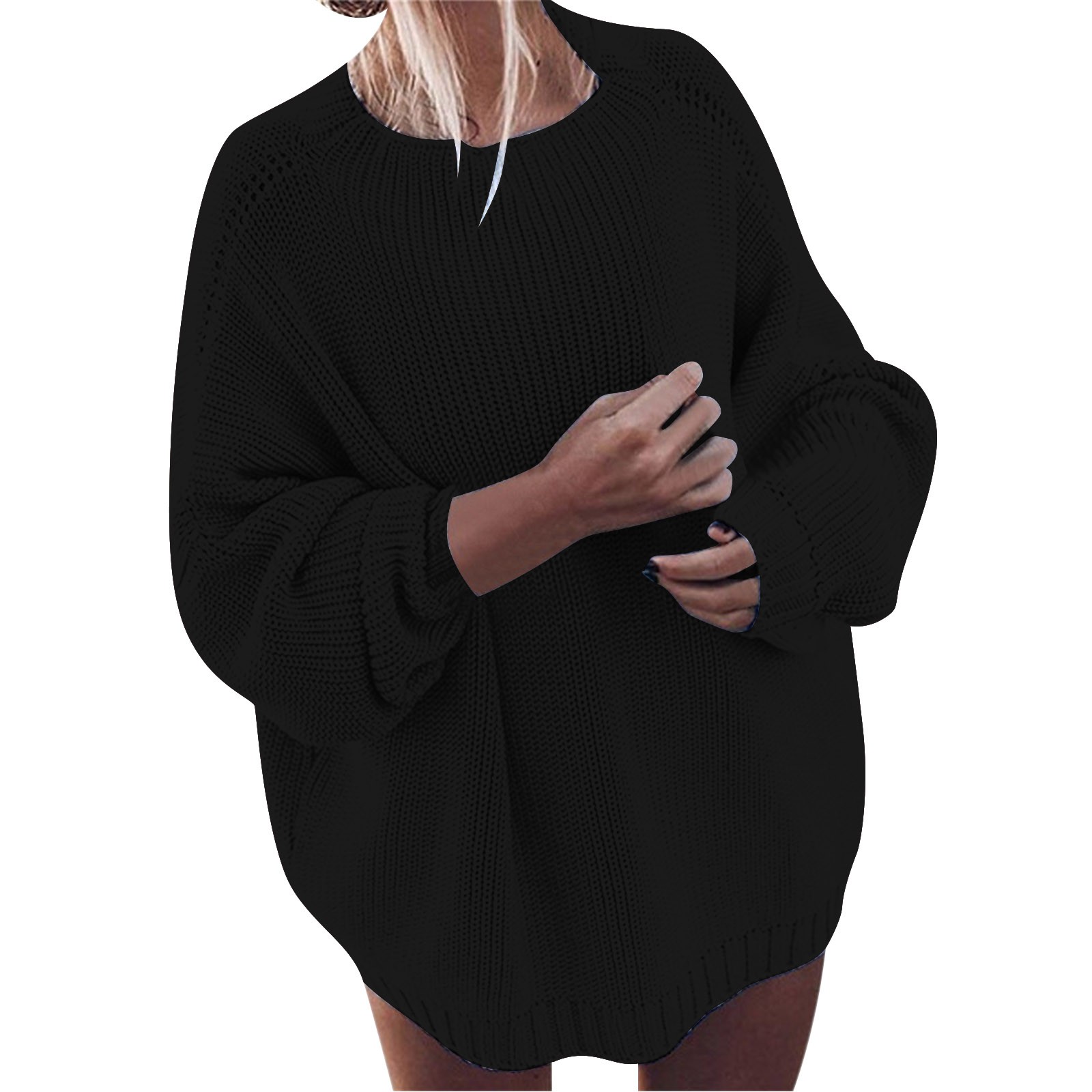 HUKOEMPN Oversized Sweaters for Women Winter New Solid Knitted Loose ...