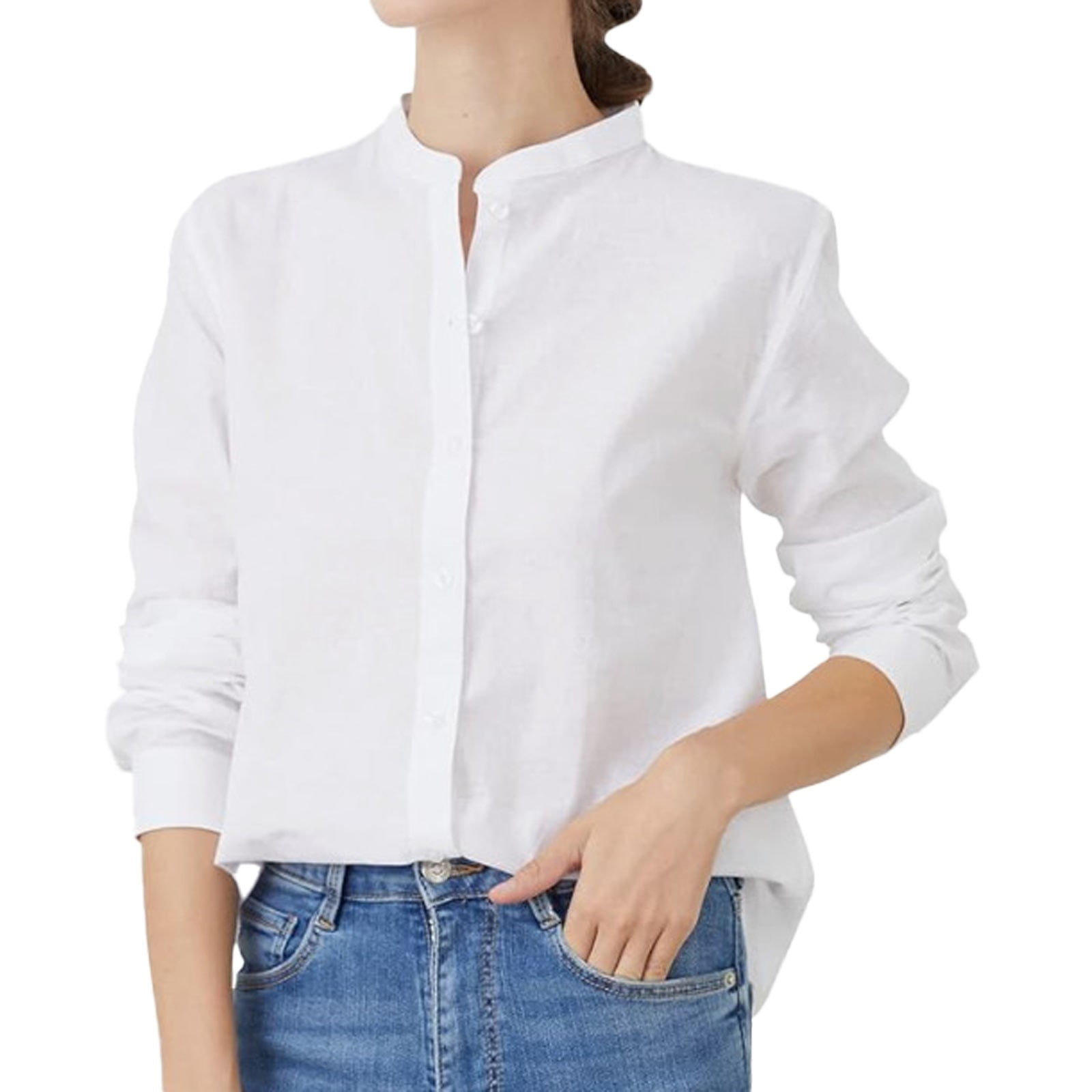 HUKOEMPN T Shirts for Women Chinese Button Down Shirt Casual Long Sleeve Thermal Long Sleeve ...