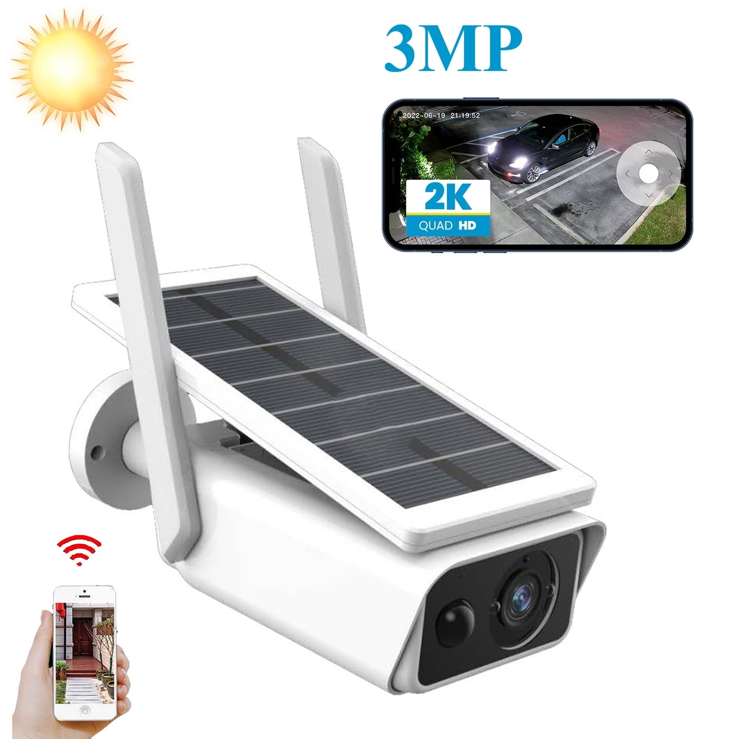 HUKOER Outdoor Security Camera Wireless 2K WiFi Solar Powered Camera ...