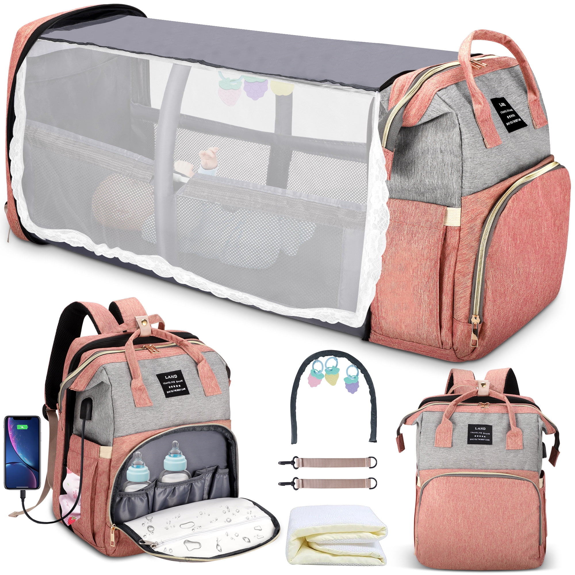 HUKOER Baby Diaper Bag Backpack with Changing Station, Insulated Pocket ...