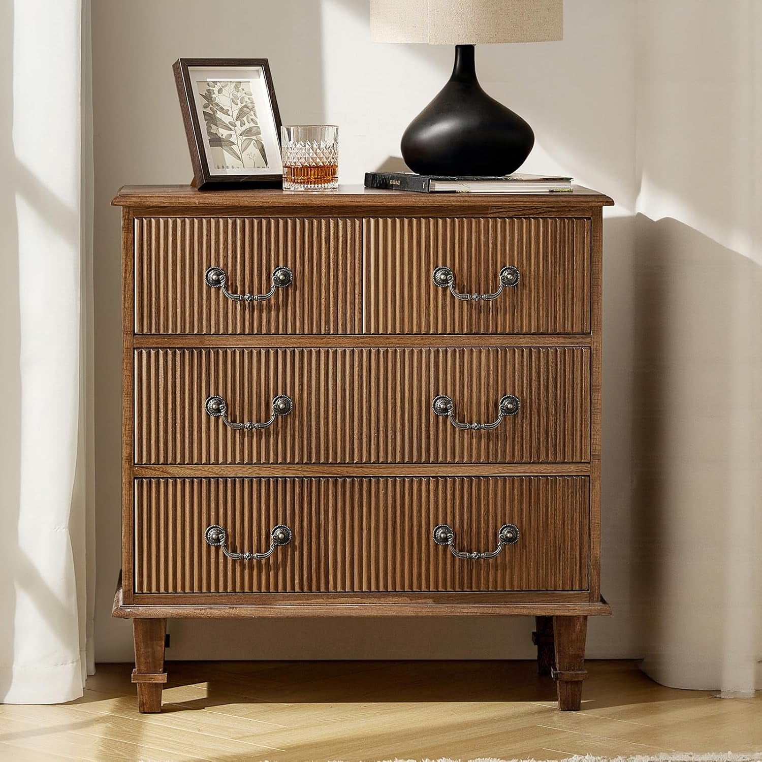 HULALA HOME French Country End Table, 30 inches Paulownia Wood End ...