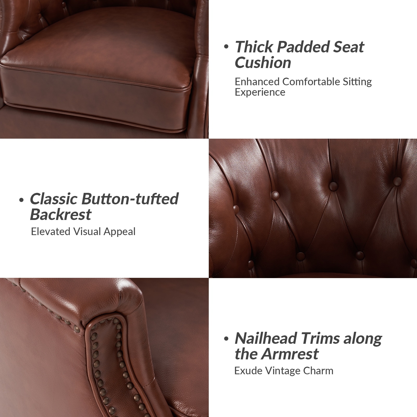 HULALA HOME Max Traditional Chesterfield Rocker and Swivel Genuine ...