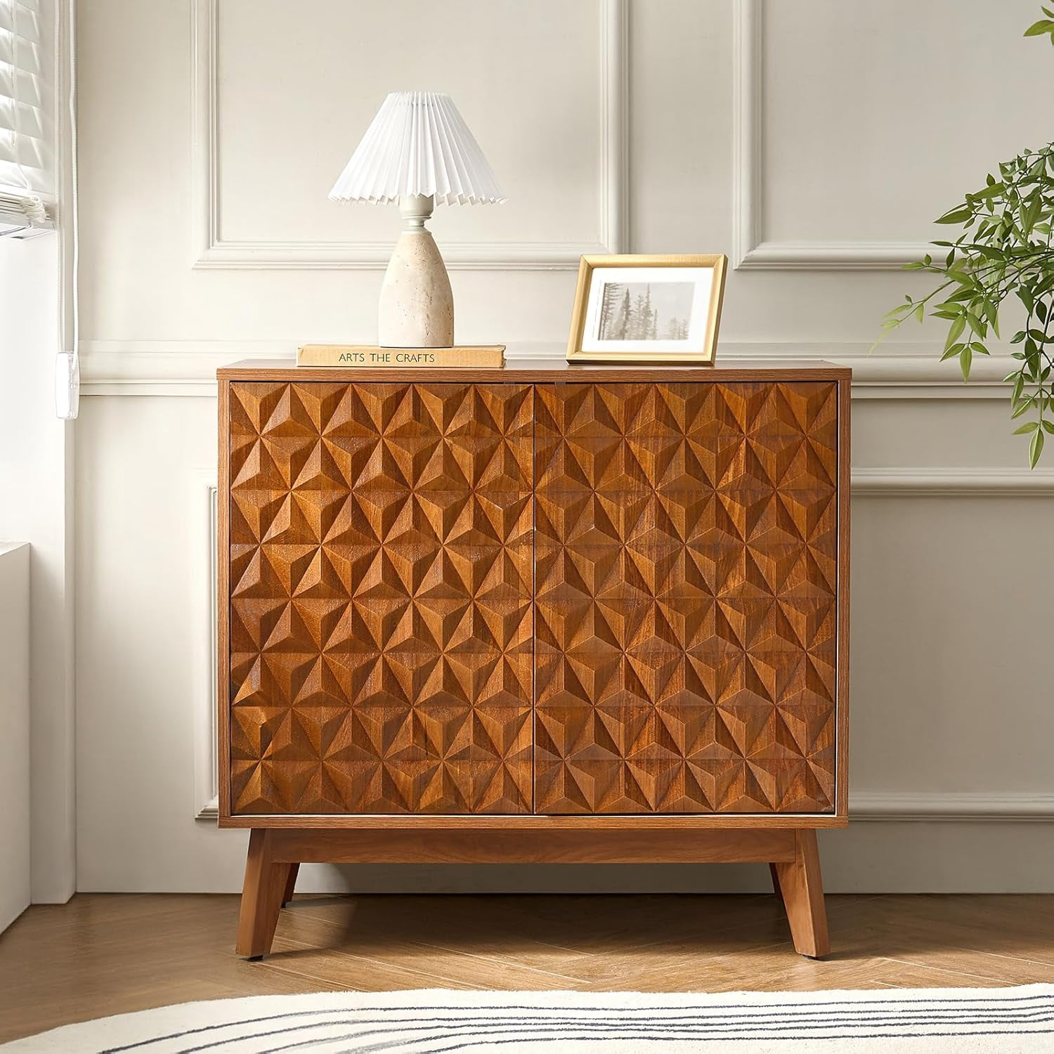 HULALA HOME Mid Century Modern 2-Door Cabinet with Adjustable Shelves ...