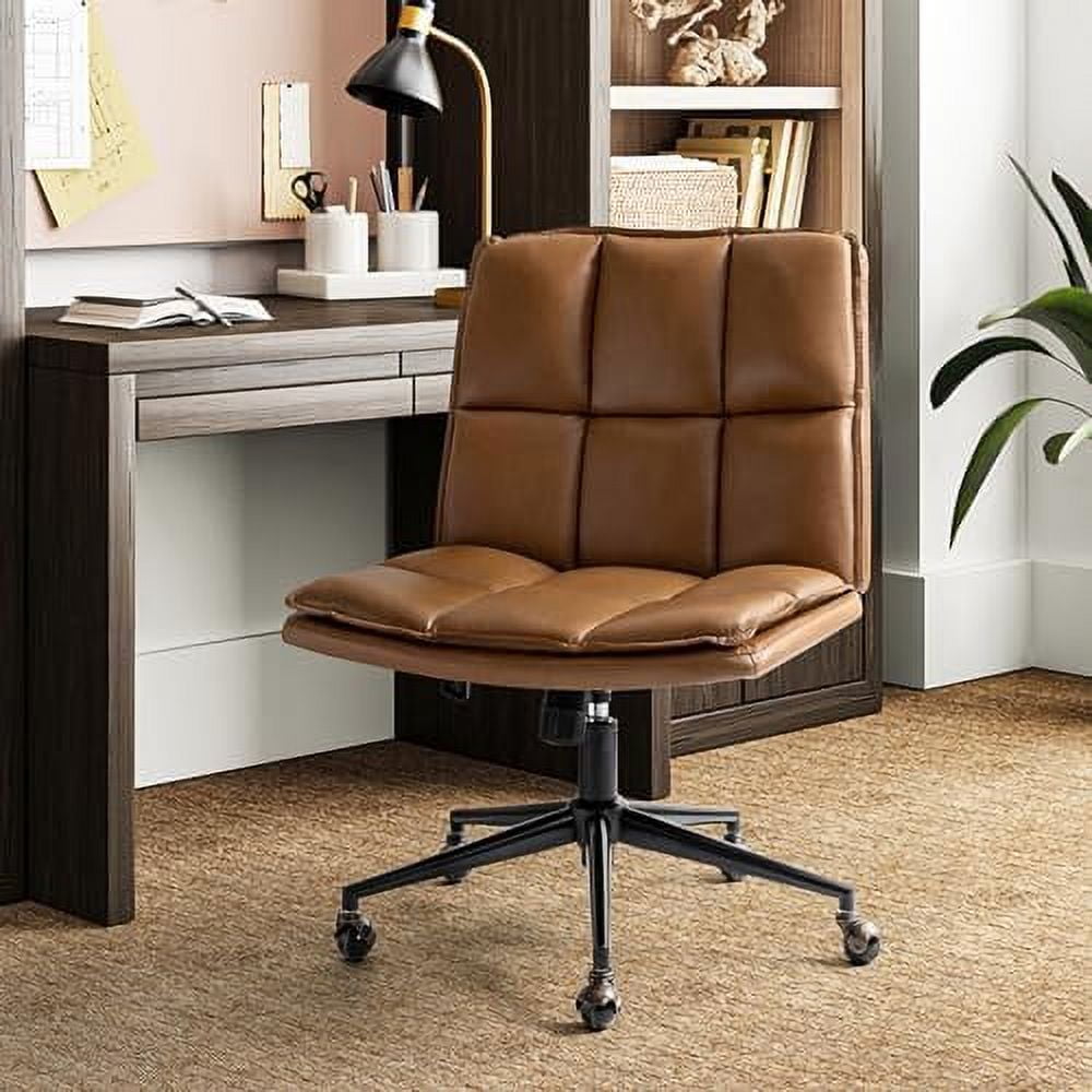HULALA HOME Modern Faux Leather Home Office Chair with Tilt Lock ...