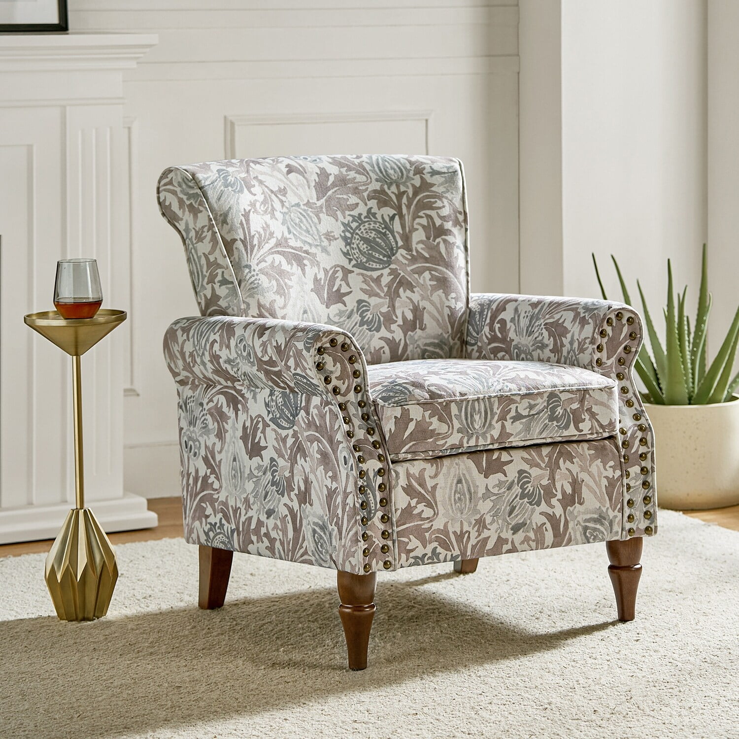 HULALA HOME Nyctelius Traditional Accent Arm Chair with Rolled Arms and ...
