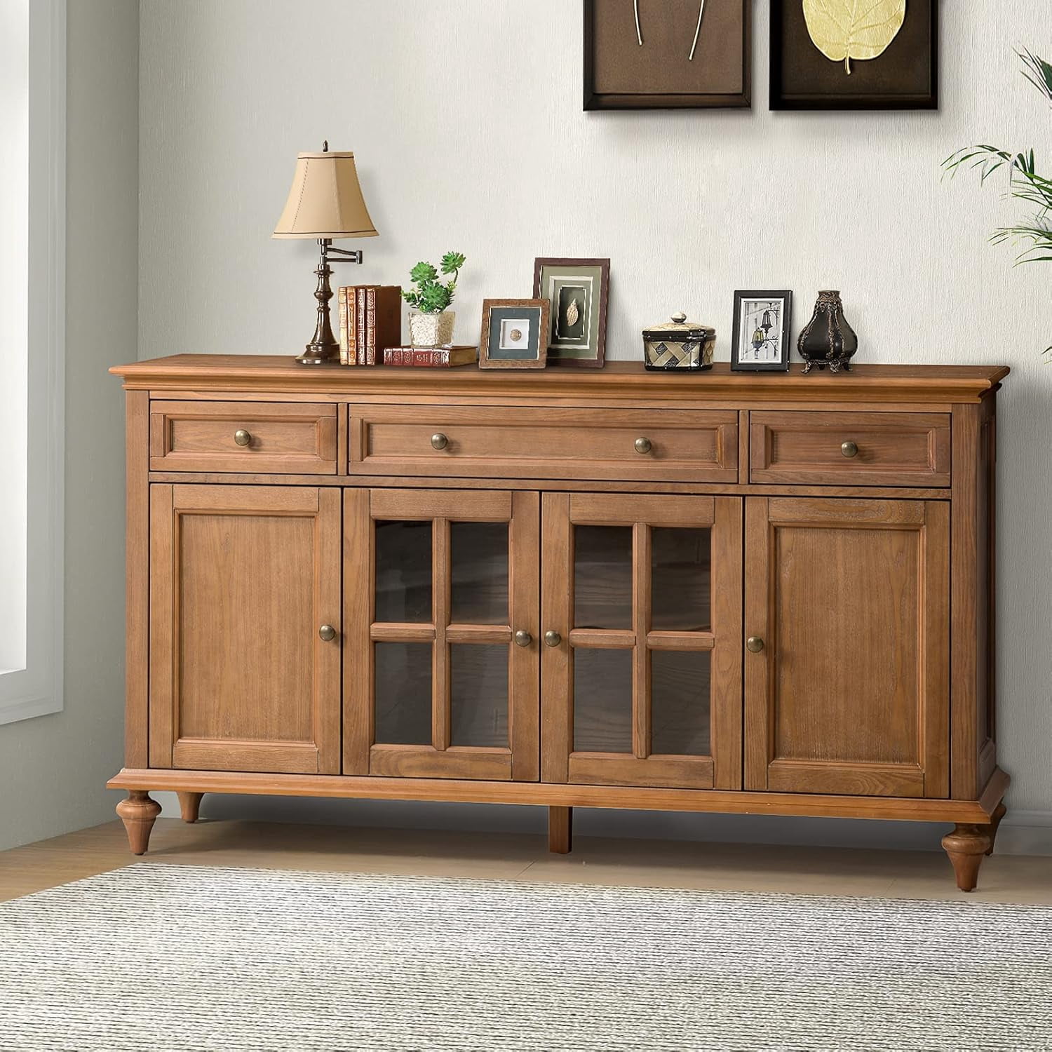 HULALA HOME Sideboard Storage Cabinet, Farmhouse Sideboard, Traditional ...
