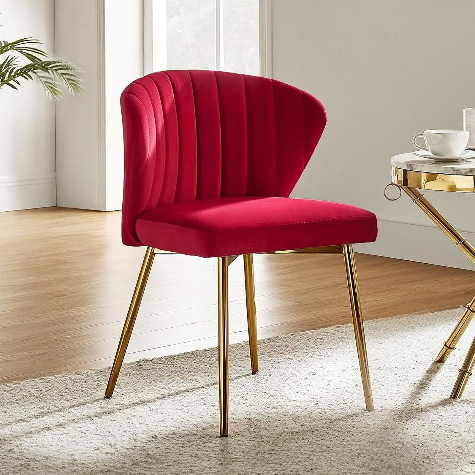 HULALA HOME Velvet Dining Chairs, Modern Small Armless Accent Chair ...