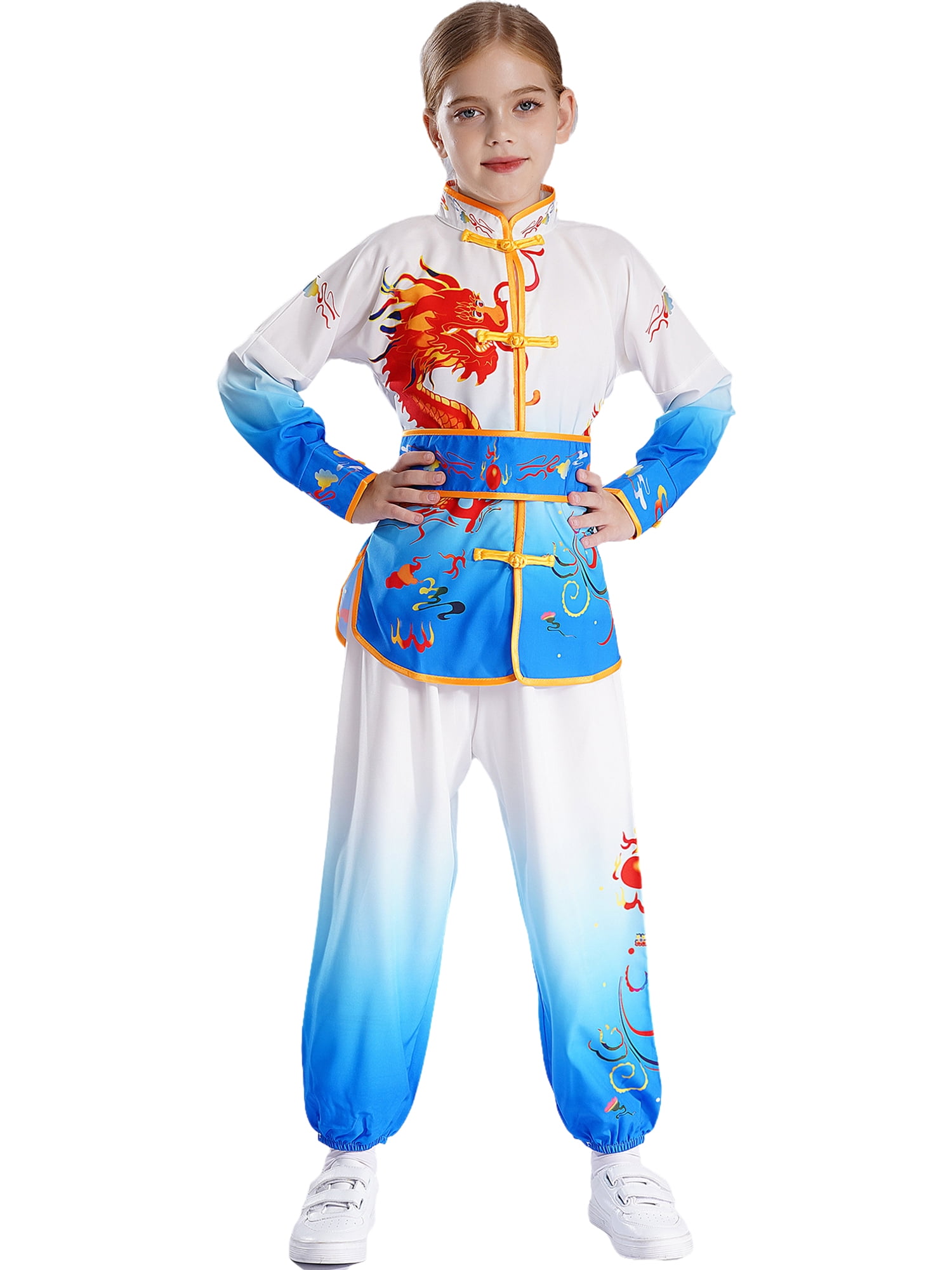 HULIJA Boys Girls Kung Fu Suit Tai Chi Training Tops with Pants Belt 3 ...