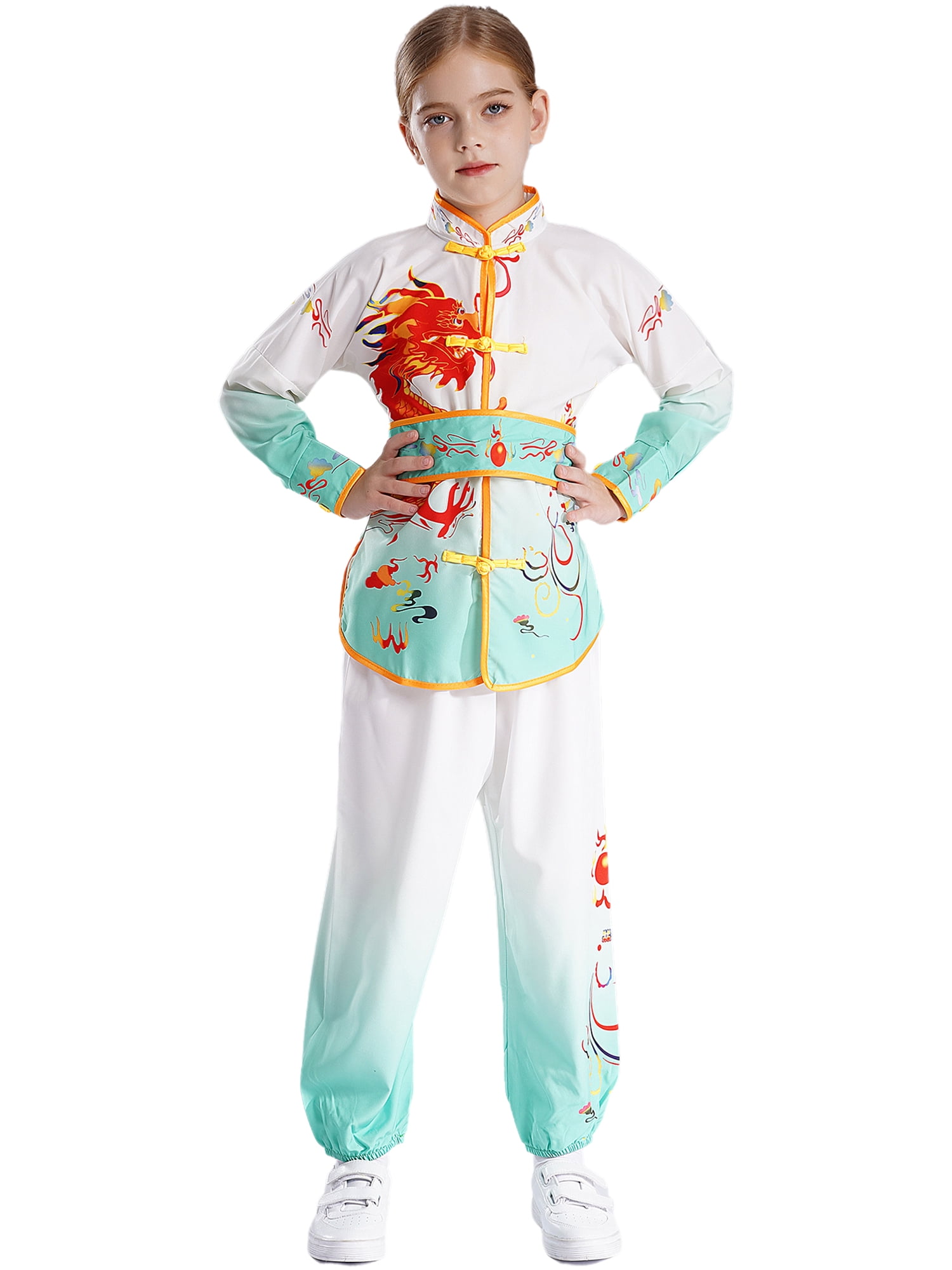 HULIJA Boys Girls Kung Fu Suit Tai Chi Training Tops with Pants Belt 3 ...
