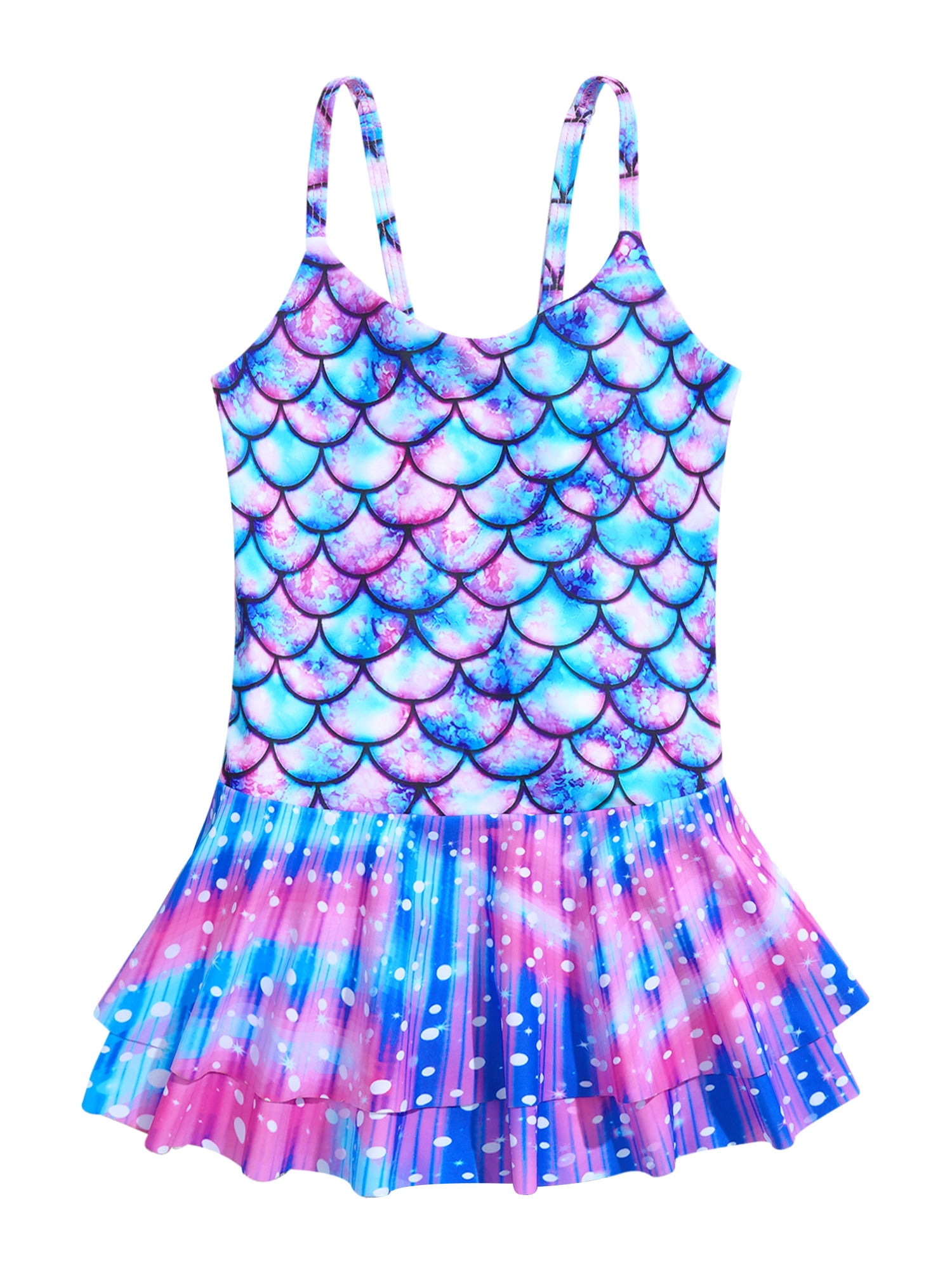 HULIJA Junior Girls One Piece Swimsuit Fish Scales Printed Bathing Suit ...