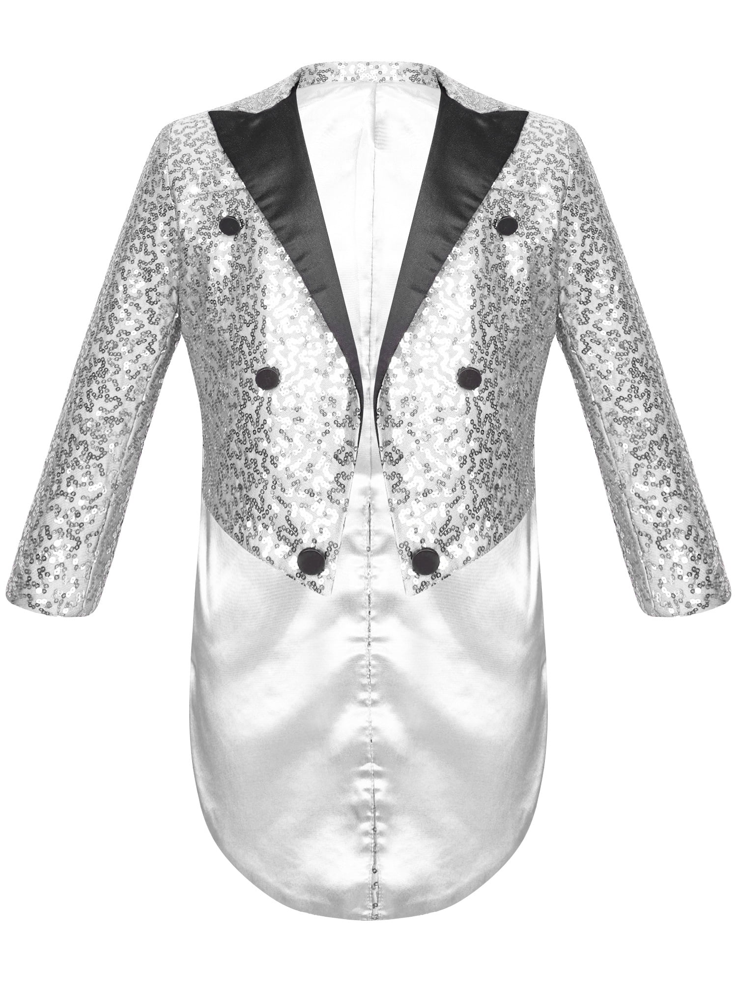HULIJA Kids Boys Classic Tuxedo Sequined Blazer Tailcoat Swallowtail ...