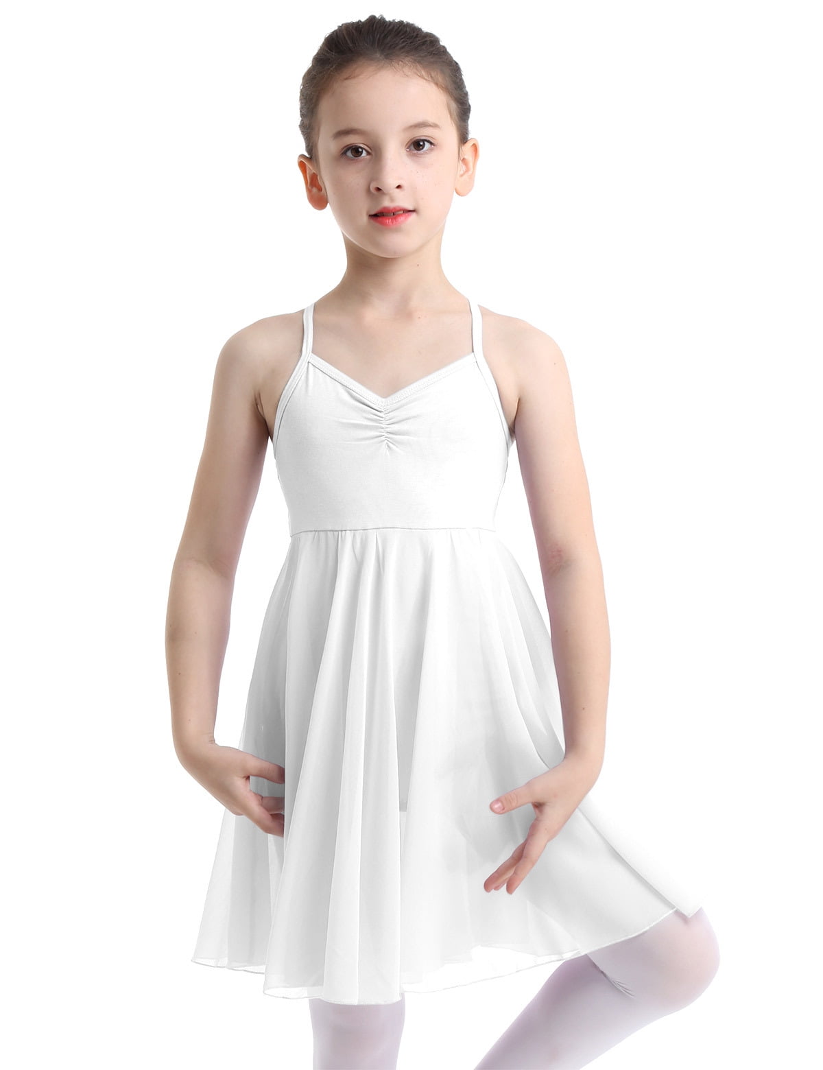 HULIJA Kids Girls Classic Spaghetti Straps Ballet Dance Dress Training ...