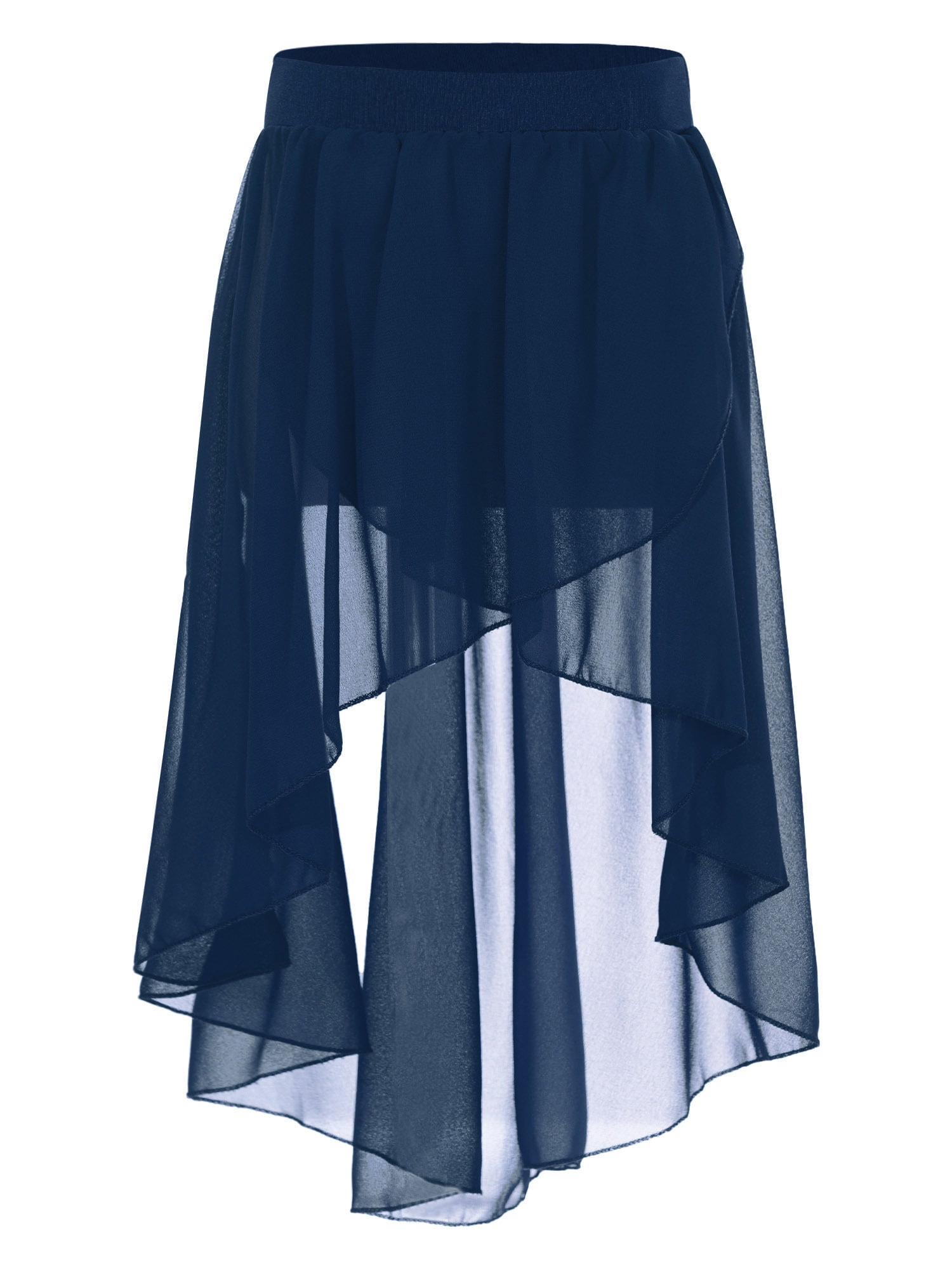 HULIJA Kids Girls High-low Chiffon Skirt Ballet Dance Wrap Skirts Navy ...