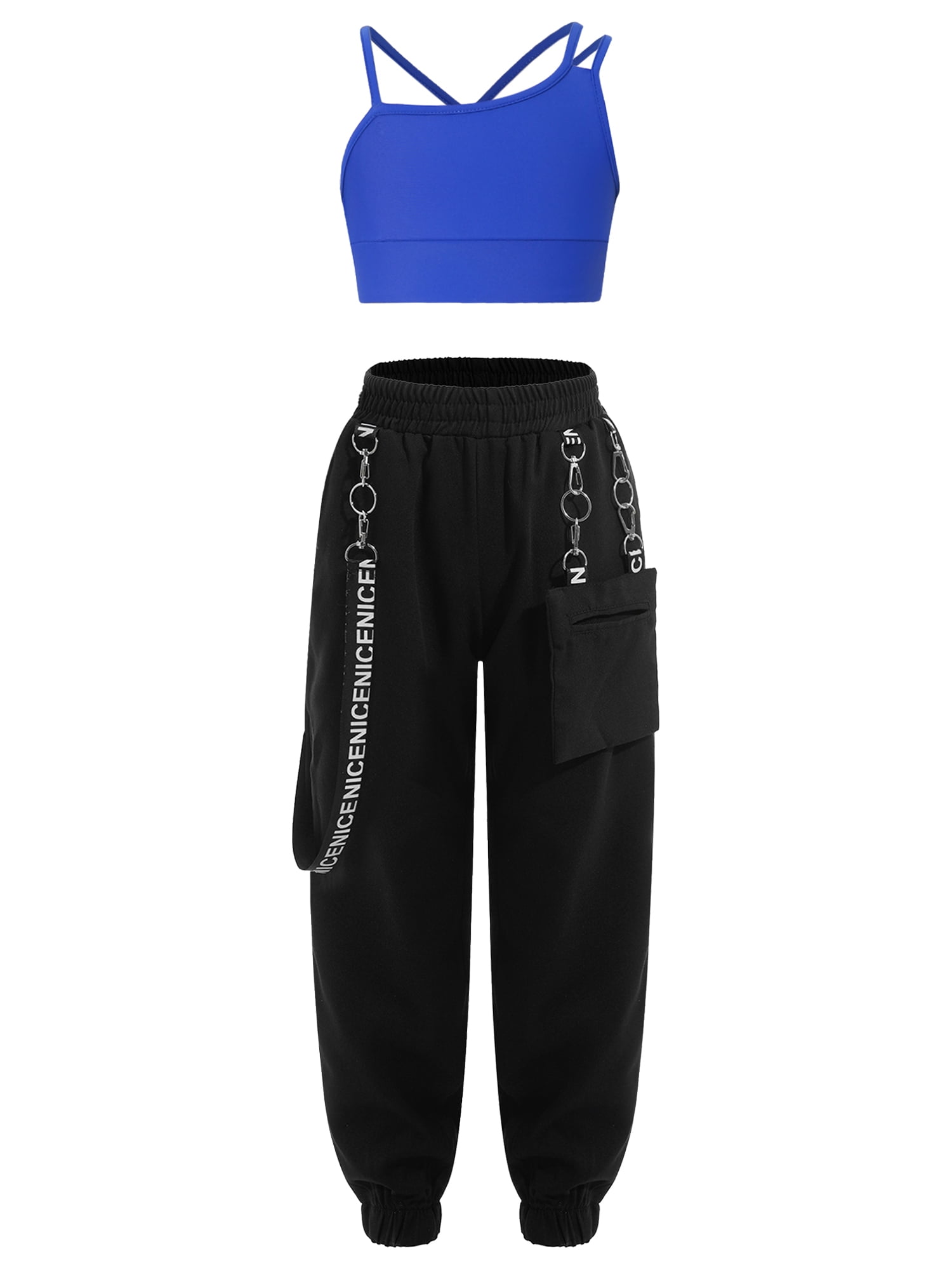 HULIJA Kids Girls Jazz Hip Hop Dance Clothes Set Crop Top with Cargo ...
