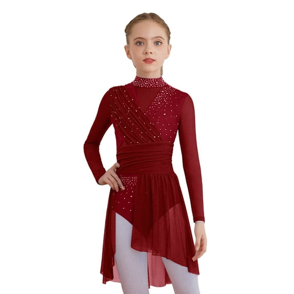 HULIJA Kids Girls Lyrical Dance Dresss Long Sleeve Backless Ballet ...