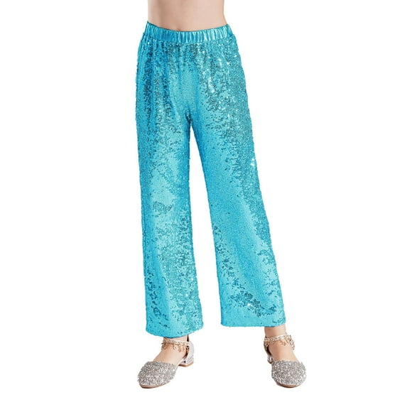 HULIJA Kids Girls Sequin Modern Jazz Dance Pants Disco Party Flared ...