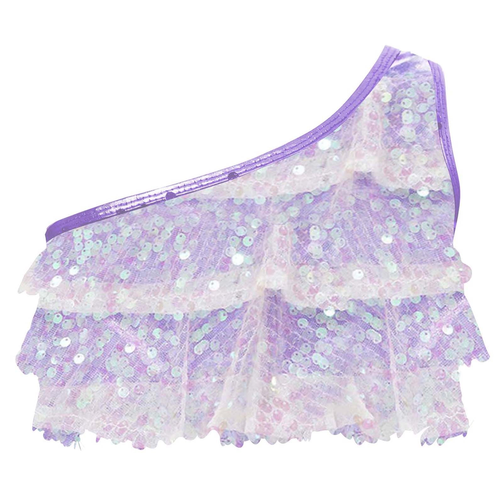 HULIJA Kids Girls Single Shoulder Sequins Vest Jazz Hip Hop Modern ...