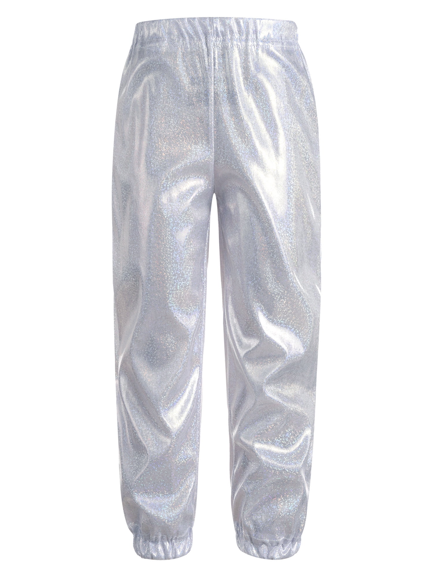 HULIJA Kids Shiny Metallic Harem Pants Boys Girls Jazz Hip Hop Dance ...