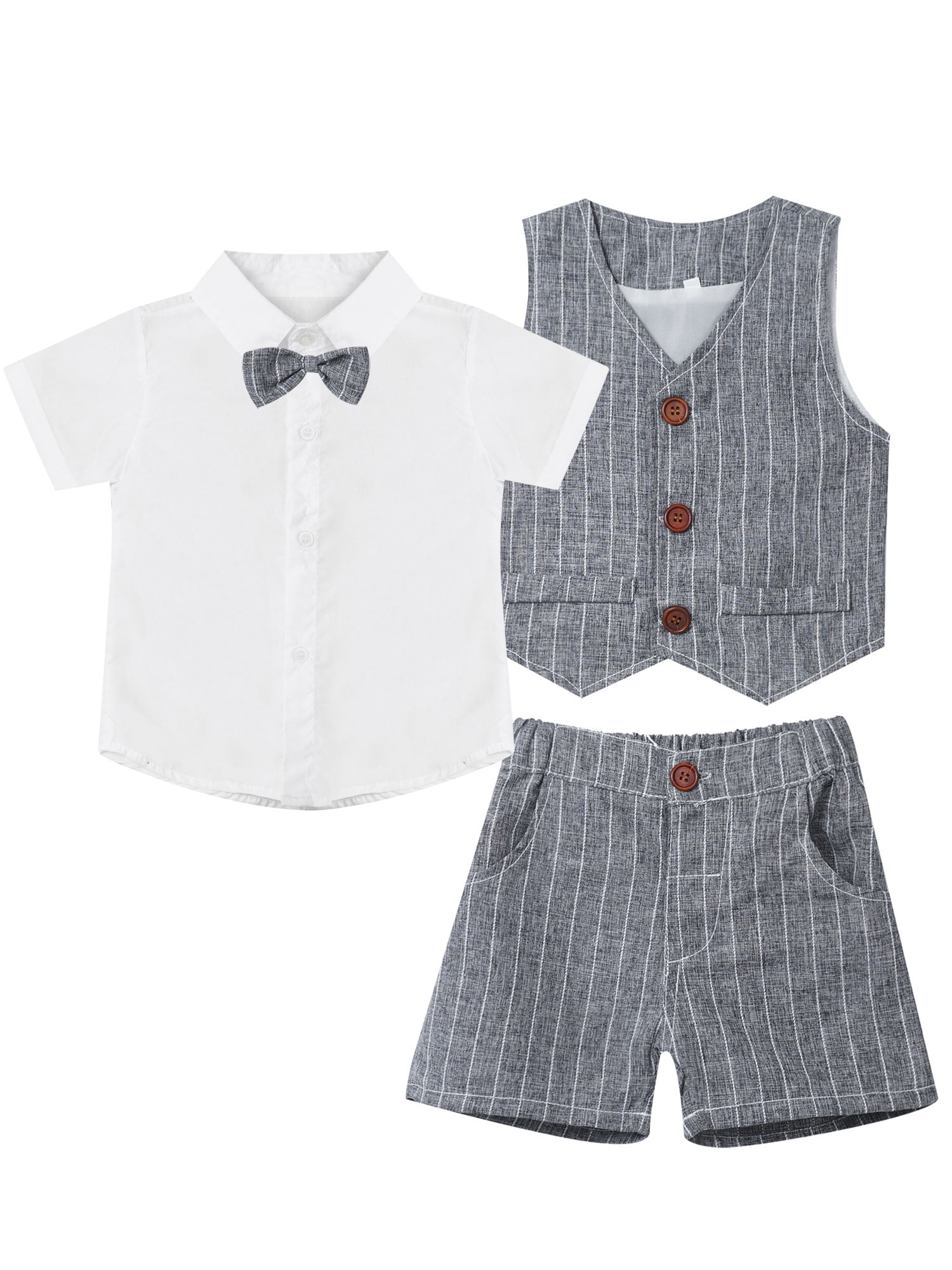 HULIJA Toddler Baby Boy Formal Outfit Dress Shirt with Short Vest Set ...