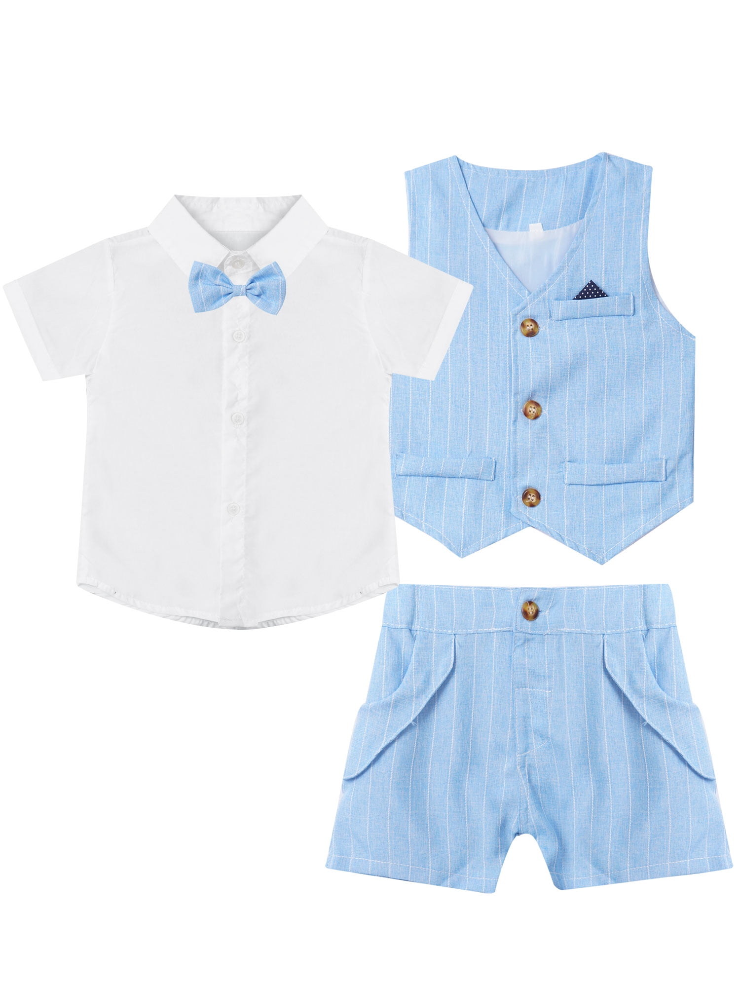 HULIJA Toddler Baby Boy Formal Outfit Dress Shirt with Short Vest Set ...
