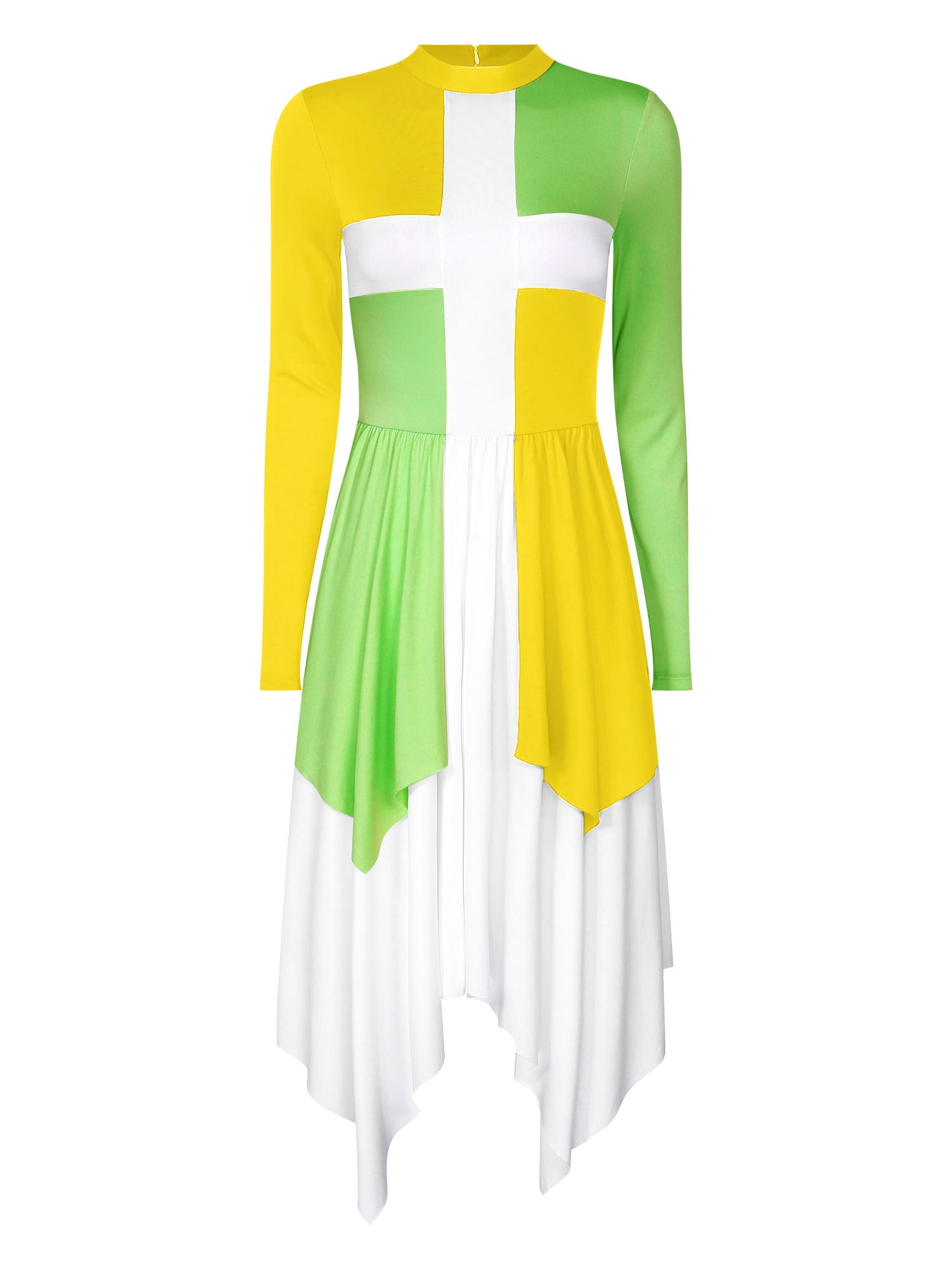 HULIJA Women Praise Dance Dress Long Sleeve Worship Dance Overlay ...