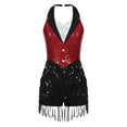 HULIJA Womens Latin Dance Leotards Sequined Fringe Tassel Jumpsuit Jazz ...
