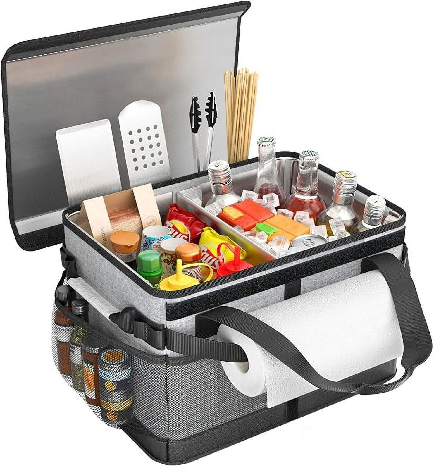 HULISEN Large Grill Caddy with Lid and Paper Towel Holder, BBQ Caddy ...