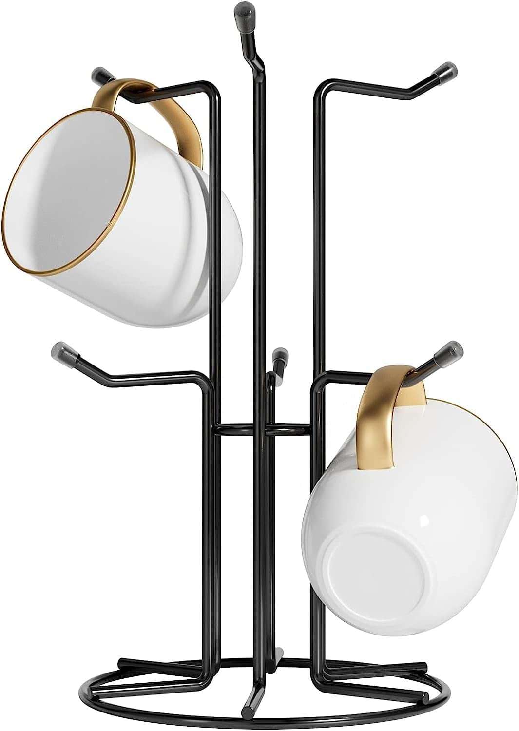 HULISEN Mug Tree for Large Mugs, Counter Coffee Mug Holder with 6 Hooks ...
