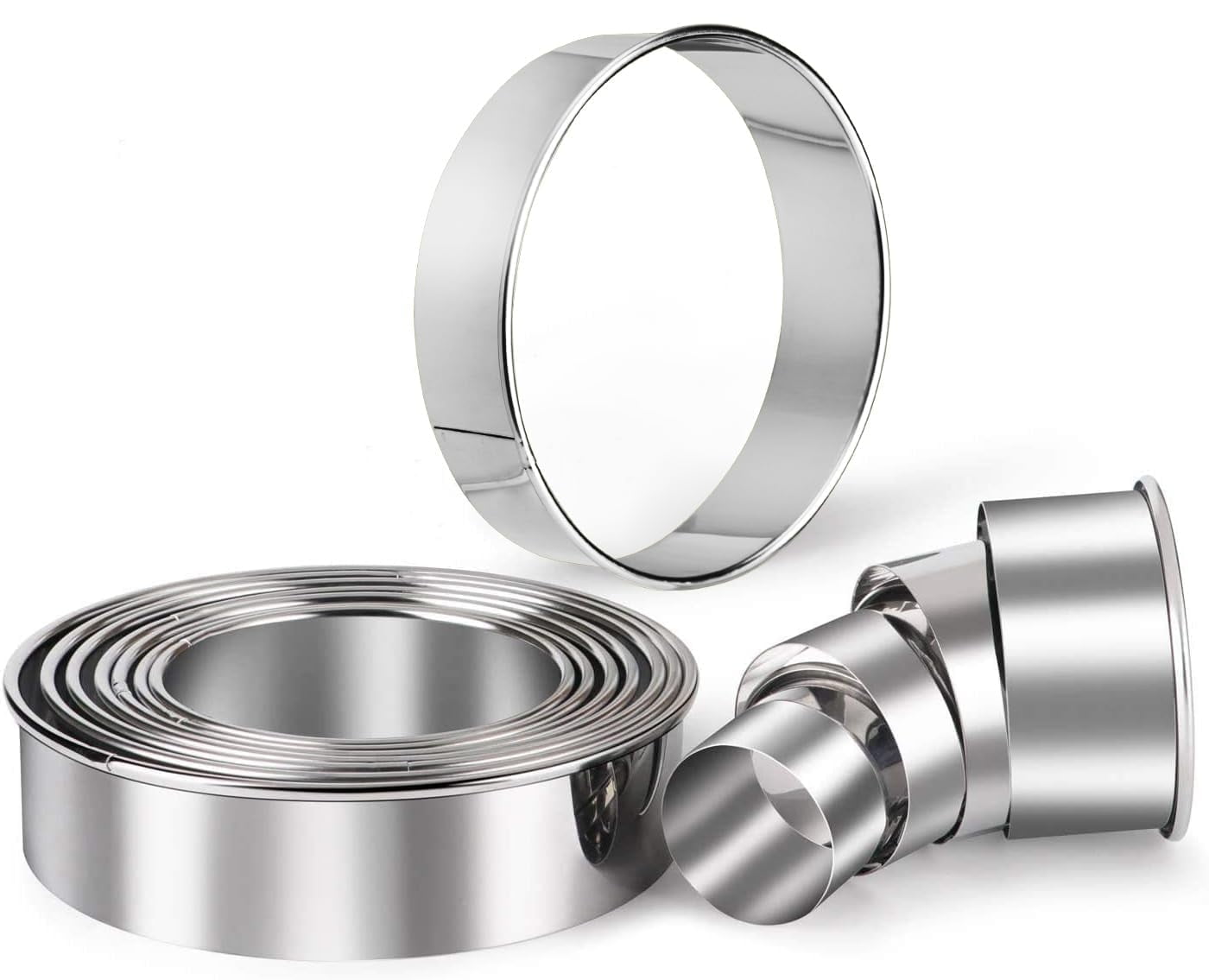 HULISEN Stainless Steel Round Cookie Biscuit Cutter Set, 11 Circle ...