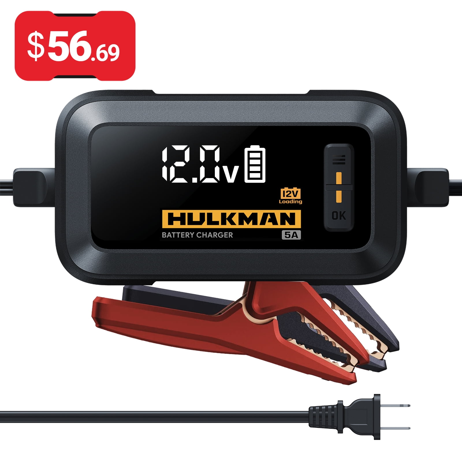 HULKMAN Sigma 5 Battery Trickle Charger, 5A 6V/12V Automatic Smart Car ...