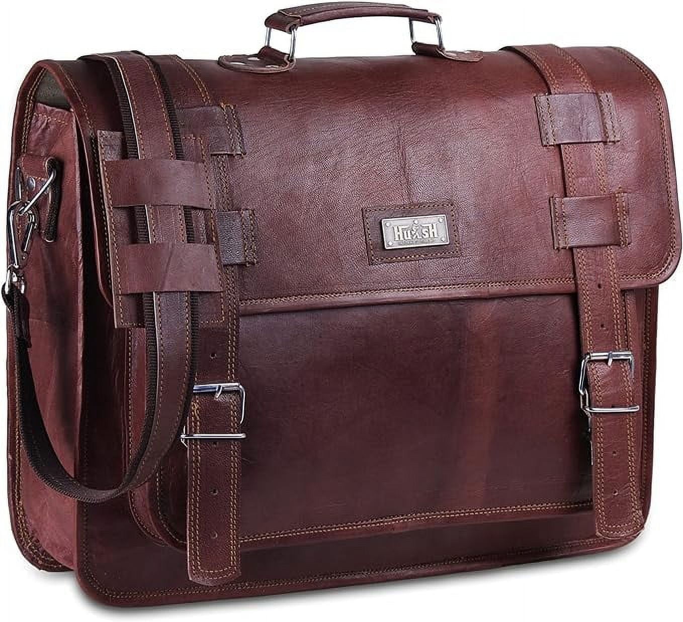 HULSH Men's Leather Laptop bag Backpack, Brown - Walmart.com