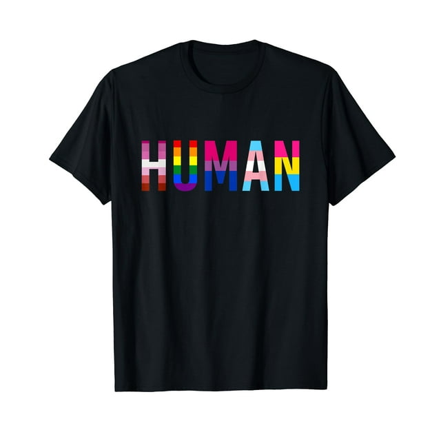 HUMAN LGBT Flag Gay Pride Month Transgender Rainbow Lesbian T-Shirt ...