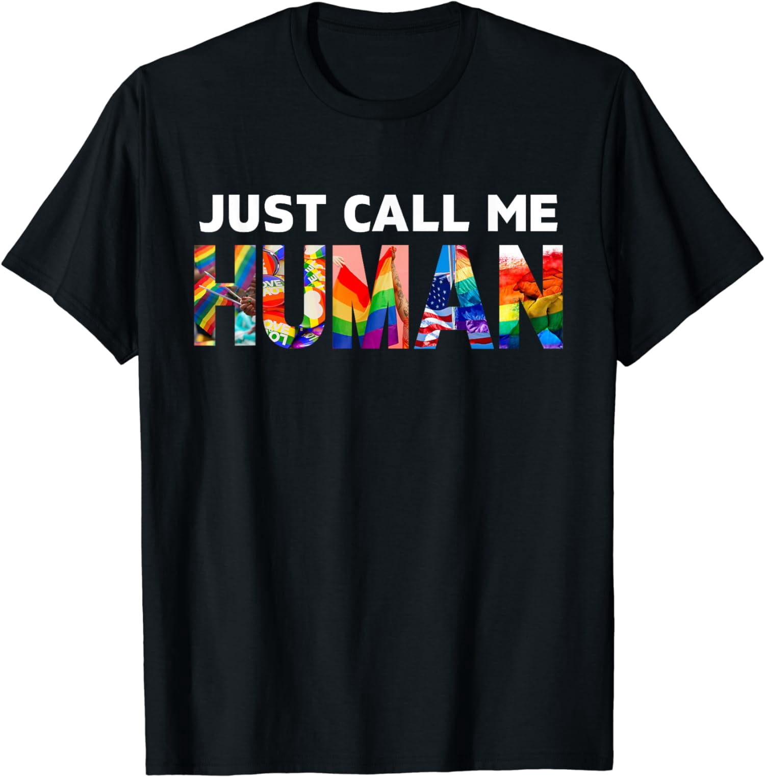HUMAN LGBTQ Flag Gay Pride Month Transgender Rainbow Flag T-Shirt ...