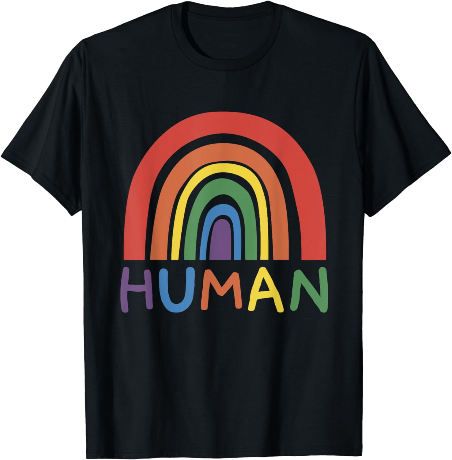 HUMAN LGBTQ Rainbow Flag Gay Pride Month Trans Bi Gay T-Shirt - Walmart.com