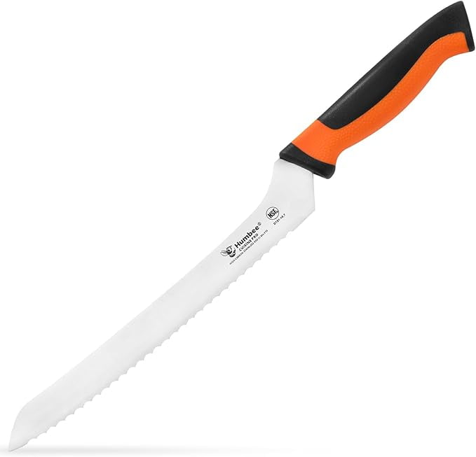 HUMBEE 10-Inch Offset Bread Knife with Width Wave Teeth (Serrated ...