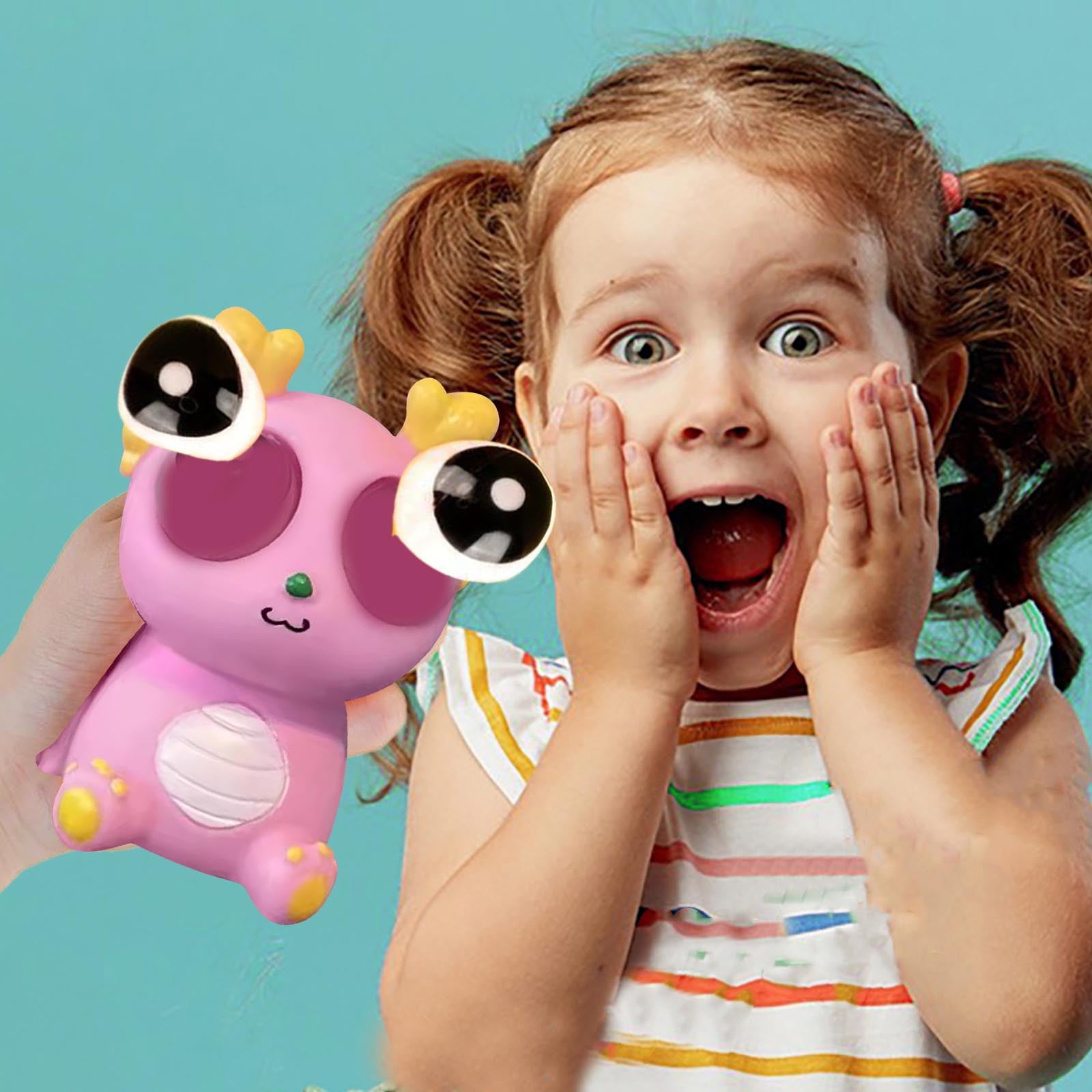 HUMJUSE 4Inch Squeeze Dinosaur Pop Out Eyes Toys, Eye Popping Dragon ...