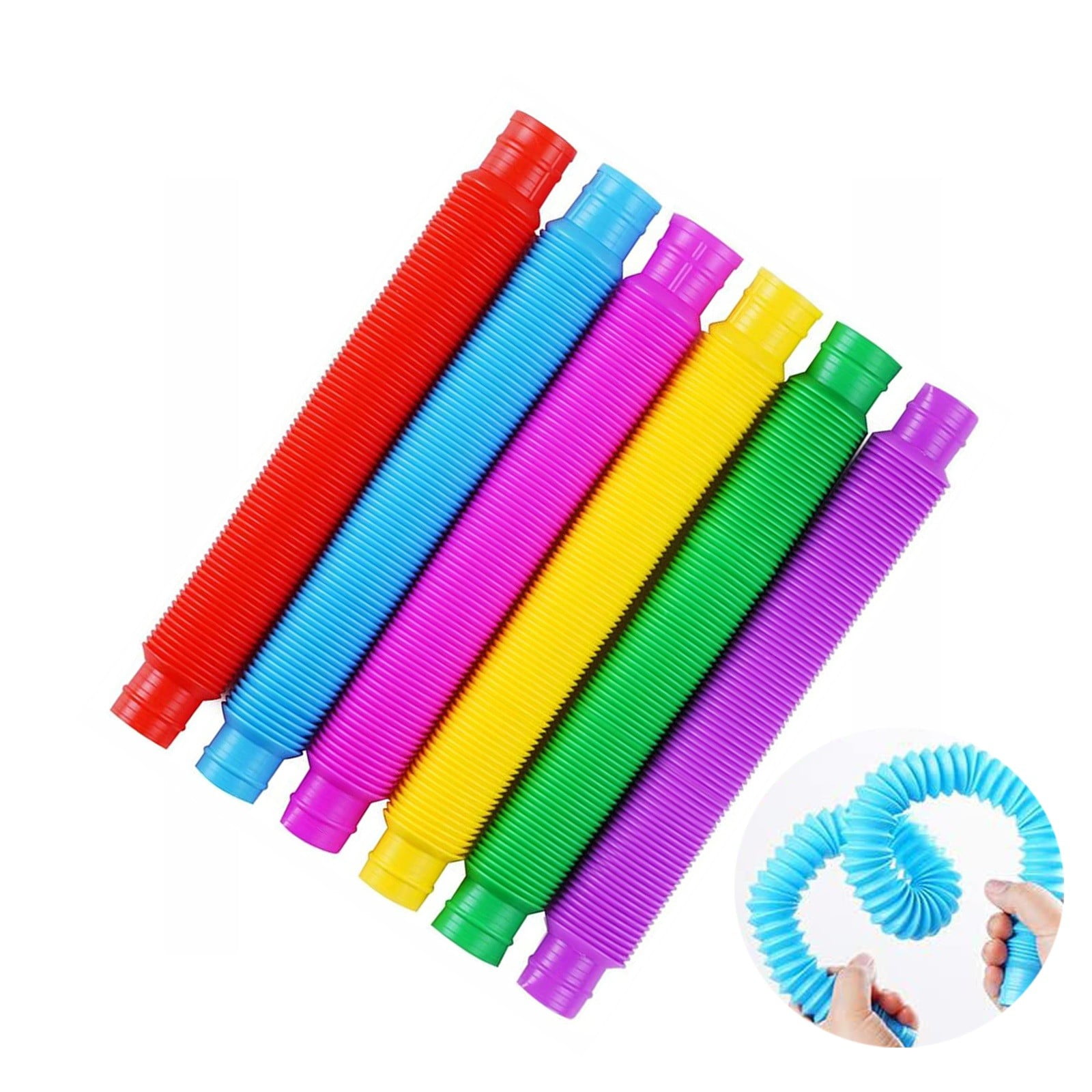 HUMJUSE 6 Packs Large Fidget Pull Expanding Flexible Sensory Toy, Color ...